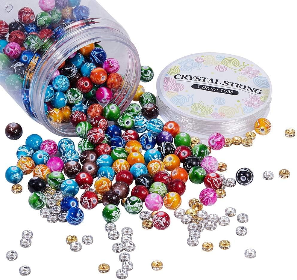400pcs Beads Jewelry Making Kit 10mm Spray Painted Drawbench Acrylic ...