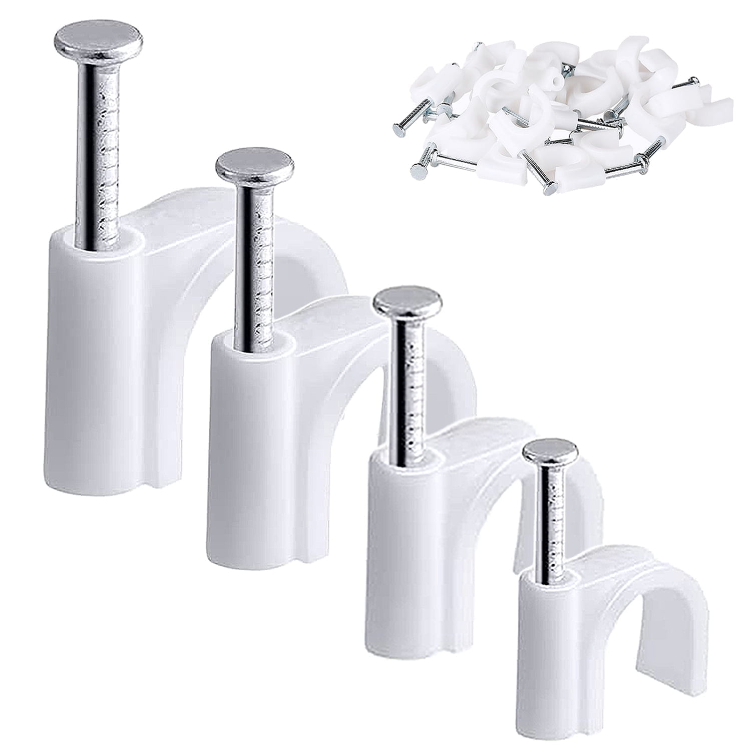 400pcs Cable Nail Clips, 4 Size (4/6/8/10mm) Durable Round Nails Cable ...