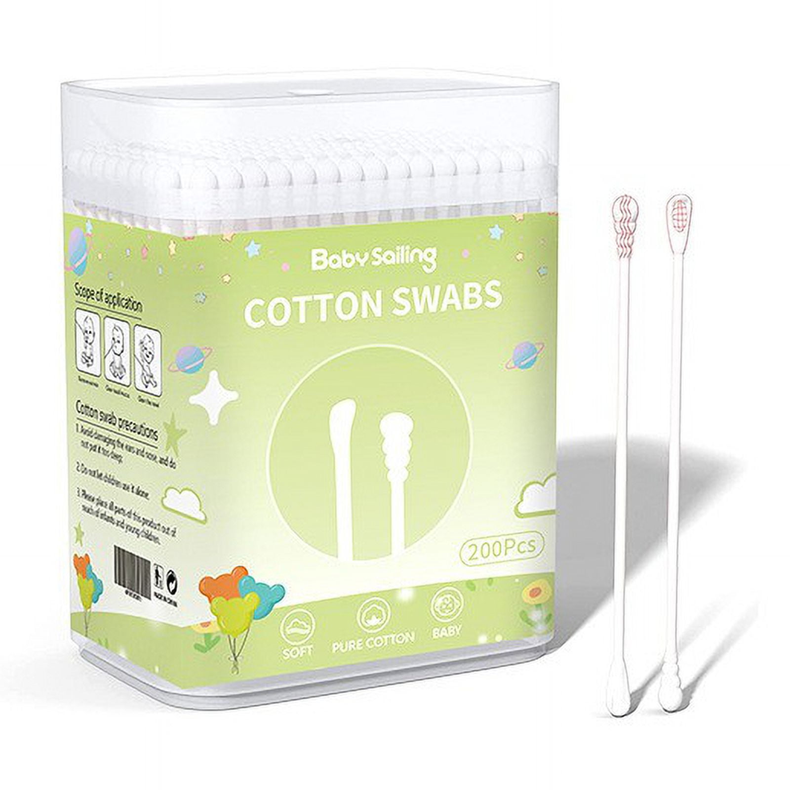 400pcs Cotton Tip Wooden Organic Cotton Applicator Round Tips Cotton ...