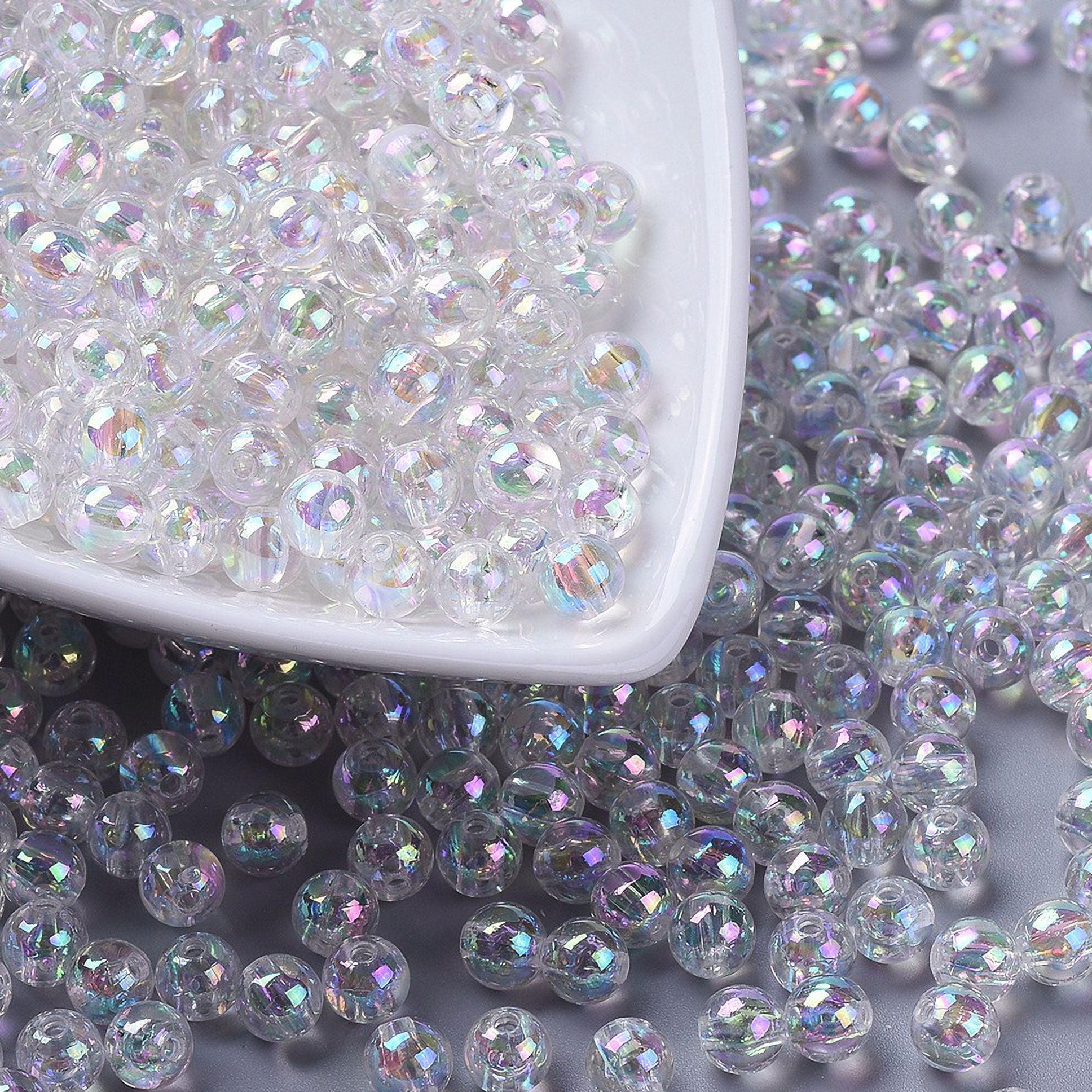 400pcs Eco-Friendly Transparent Acrylic Beads Round AB color Clear AB ...