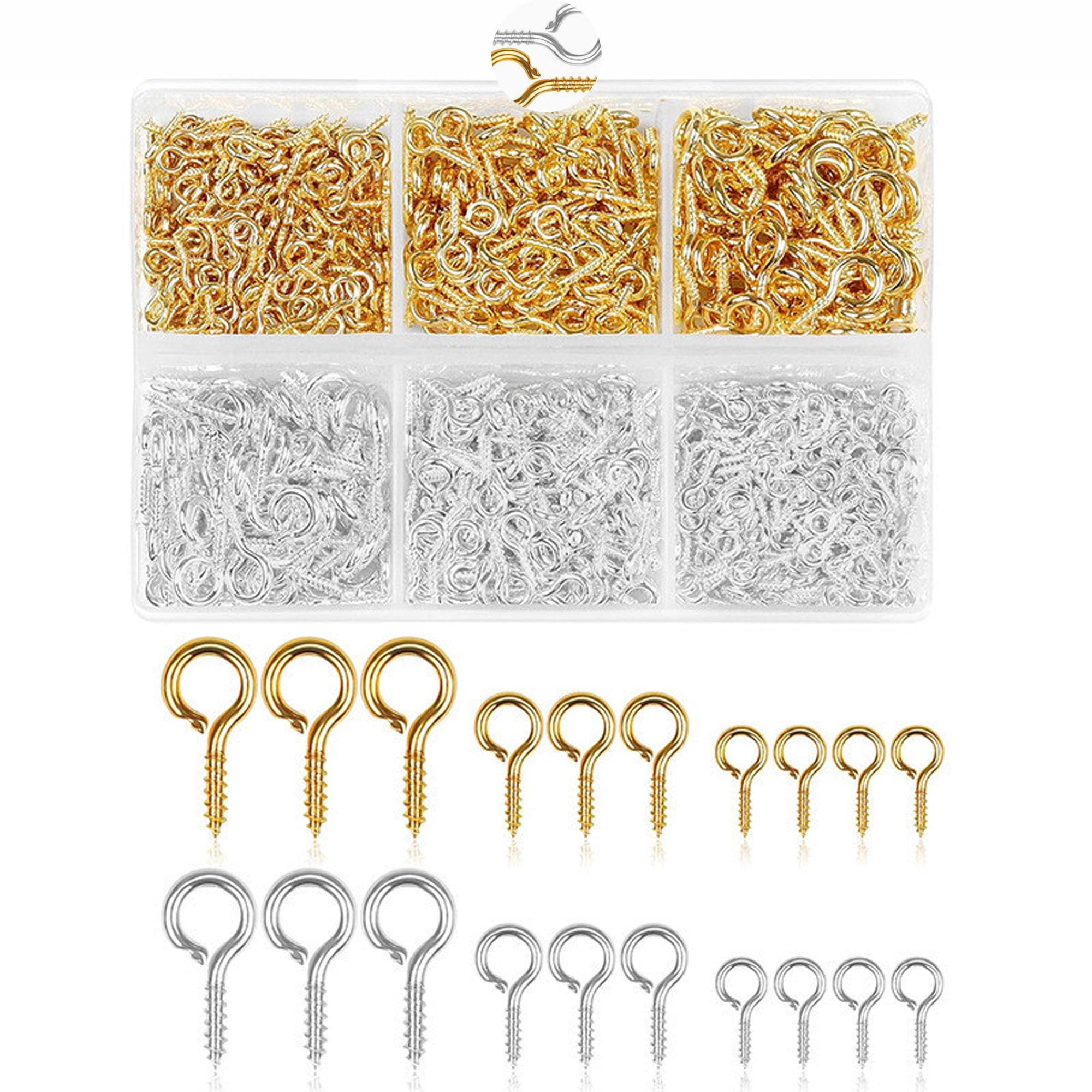 400pcs KAQ Gold & Silver Small Screw Eye Pins for Jewelry Making & DIY ...