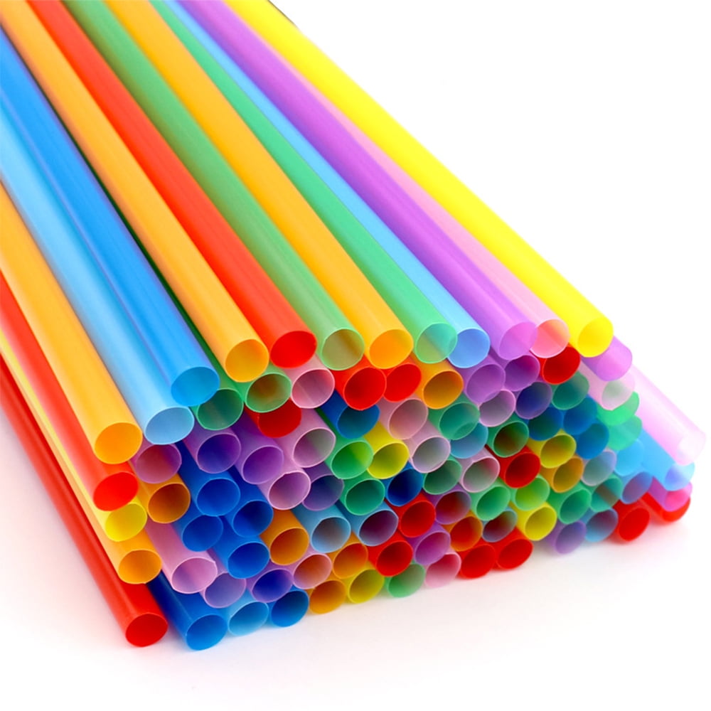 400pcs Plastic Straws Independent Packaging Color Disposable Long Soft ...