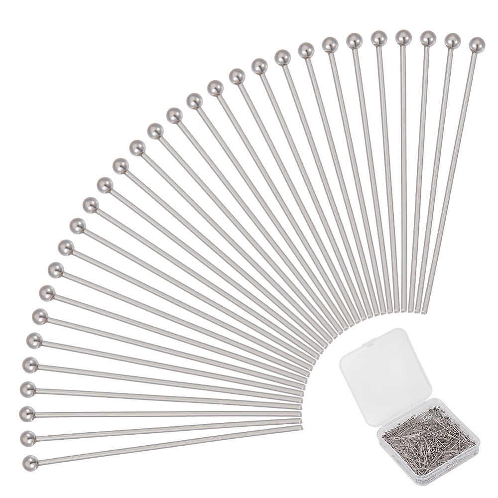 400pcs Stainless Steel Ball Head Pins 35mm Metal End Eye Pins Straight ...