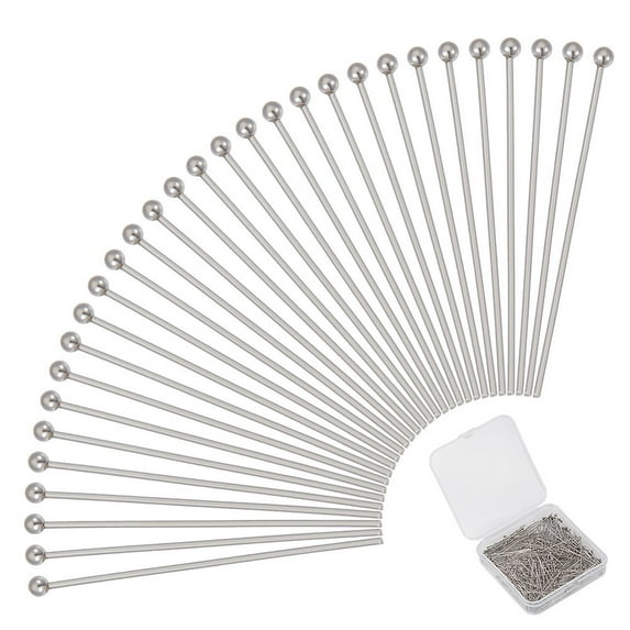 400pcs Stainless Steel Ball Head Pins 35mm Metal End Eye Pins Straight ...