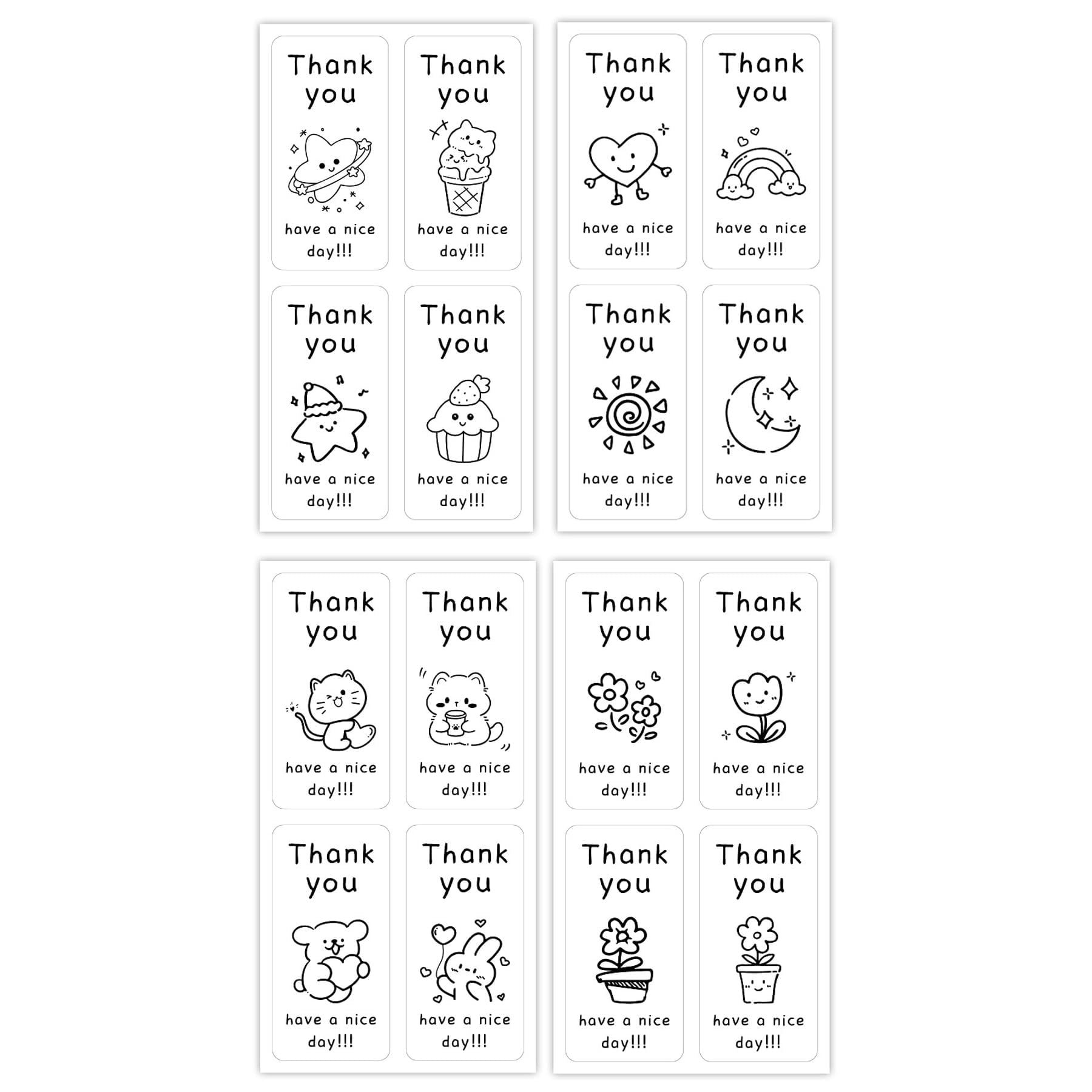 400pcs Thank You Stickers Cute Handpainted I Hope You Will Be Very ...