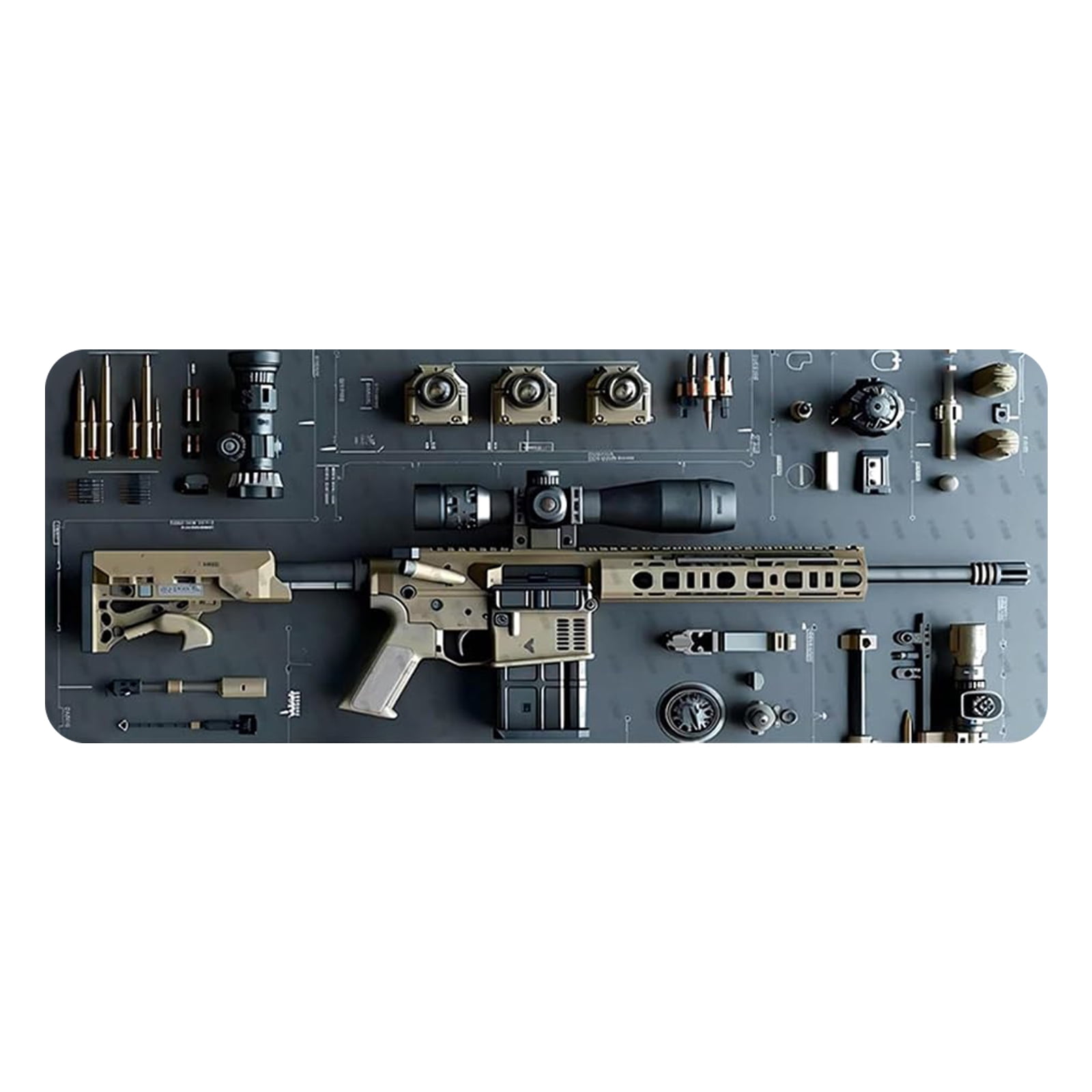 400x900mm 3mm Thick Gaming Desk Mat with Military Blueprint Design ...