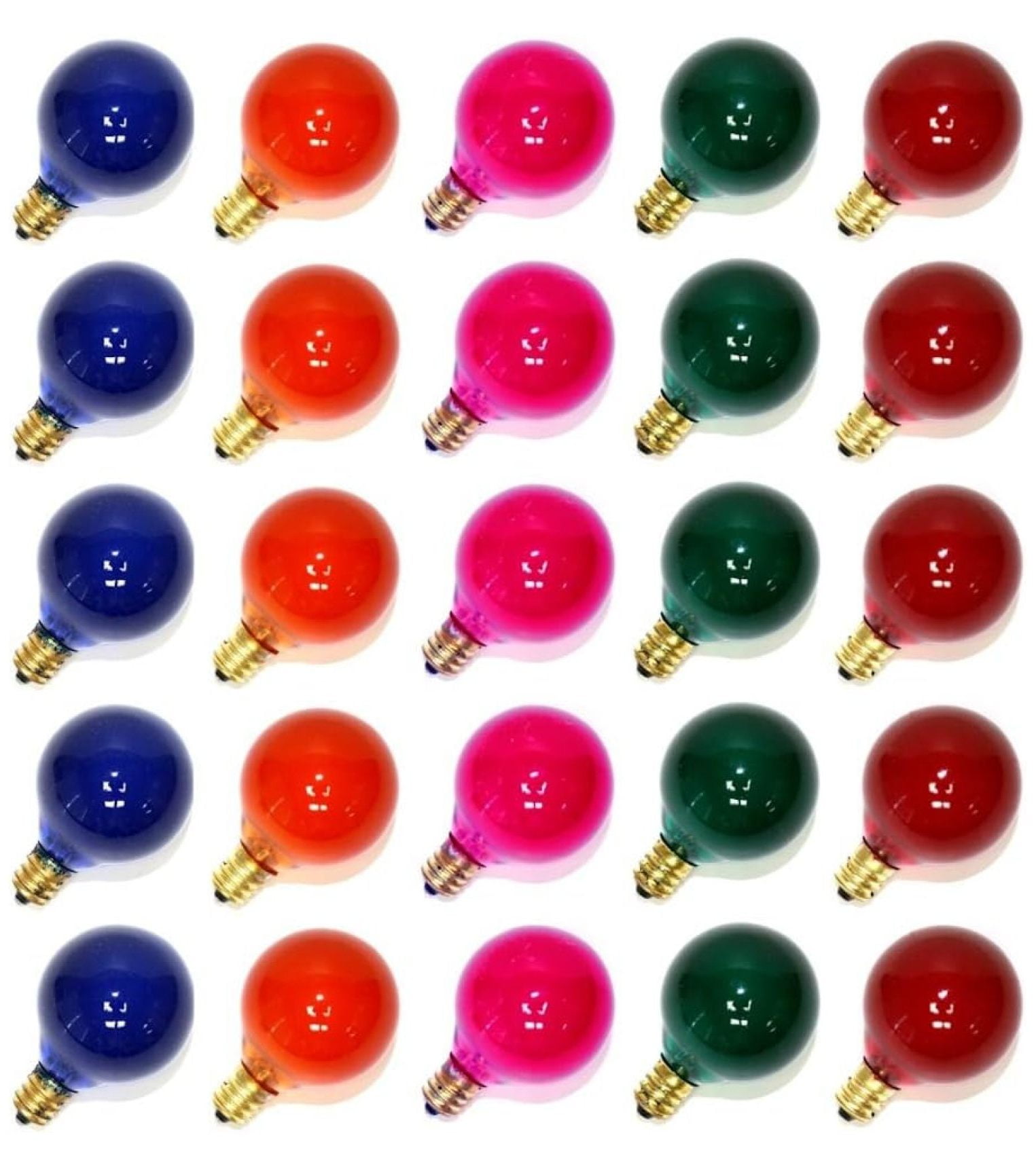 40121 - G40 Candelabra Screw Base Multi-Color (25 Pack) Christmas Light ...