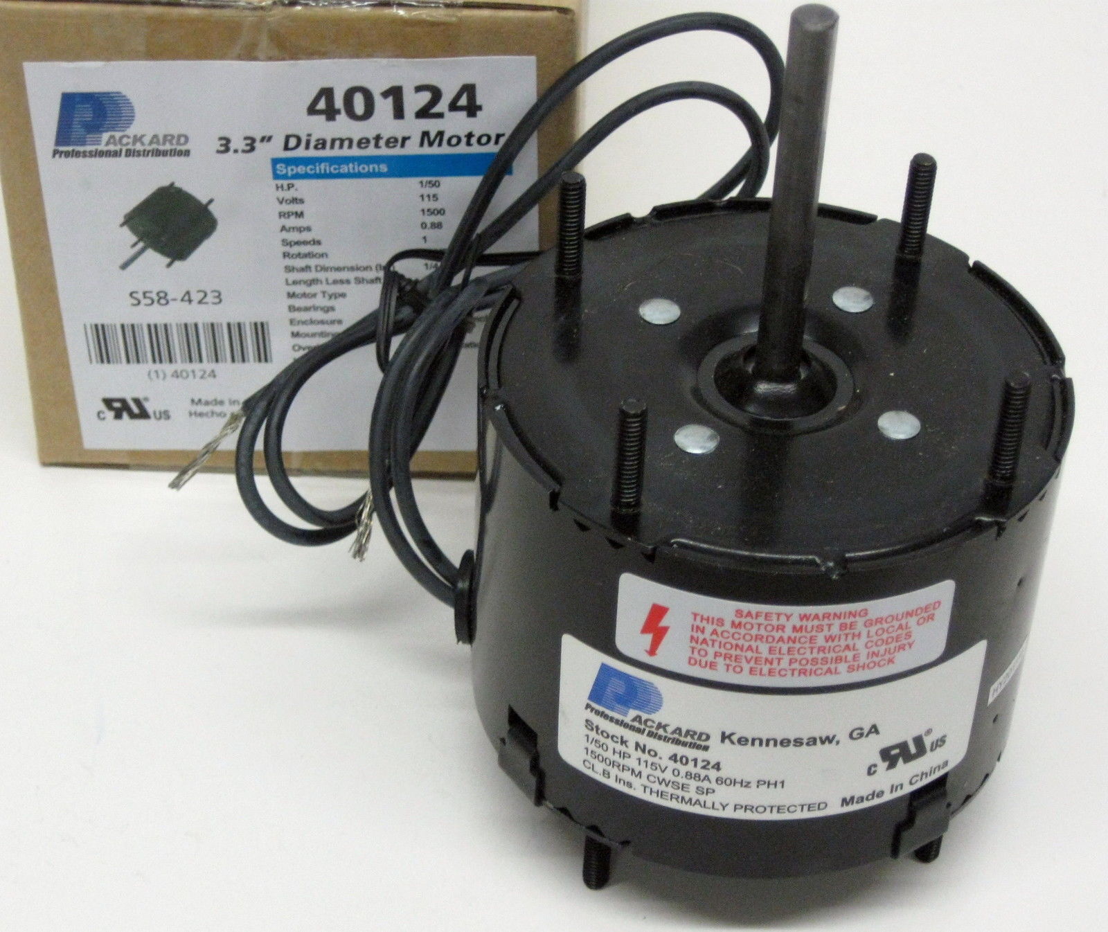 40124 3.3" Motor 1/50 HP 1500 RPM 115 Volts CW Rotation Replaces Fasco ...