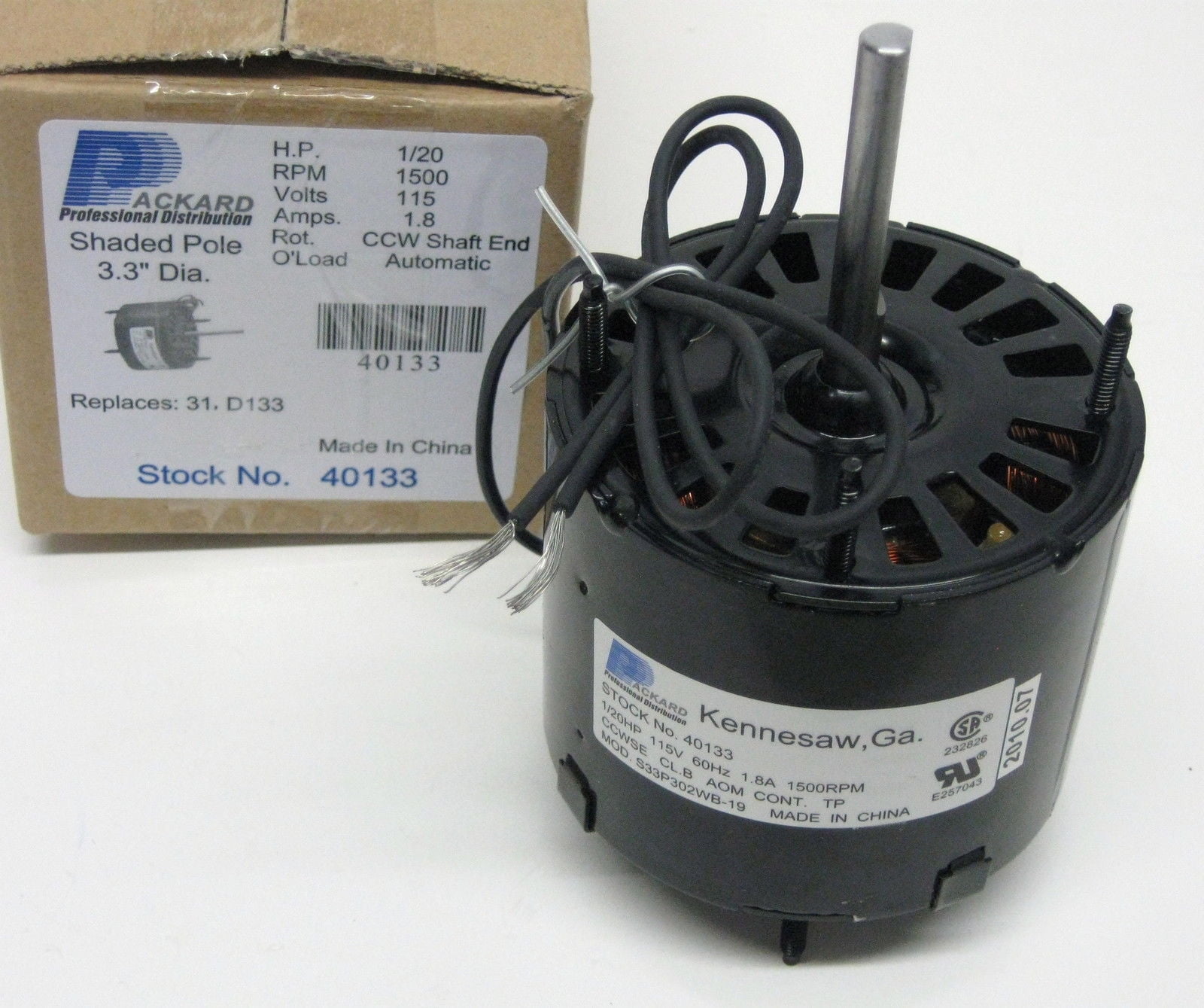 40133 3.3" Motor 1/20 HP 1500 RPM 115 Volts CCW Replaces Fasco D133 - Walmart.com