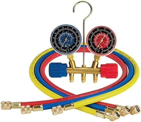 (40153) Side-Wheel Manifold Gauge with 1/4" Fittings and 36" Hose Set ...
