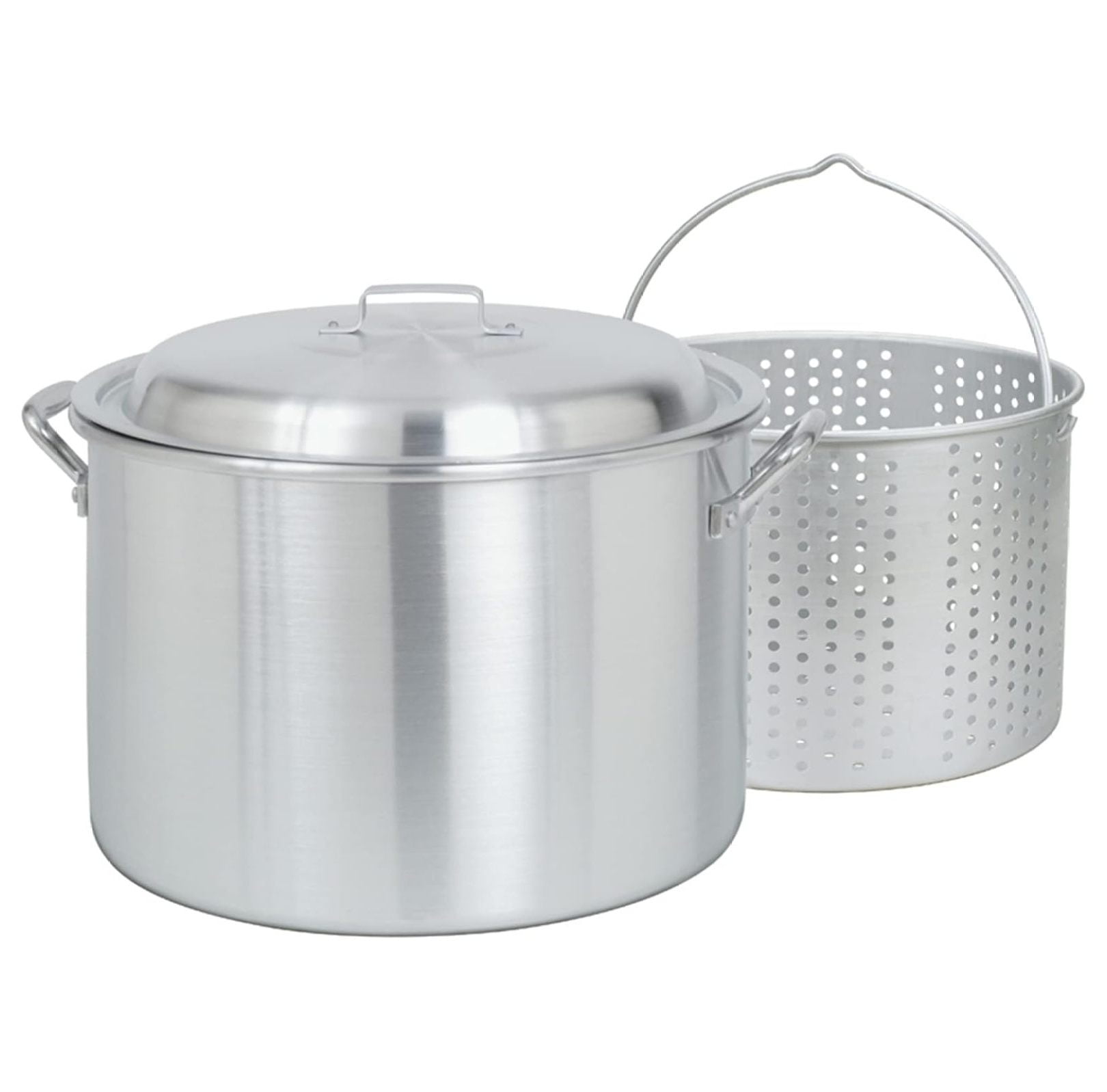 4020 20-qt Aluminum Stockpot w/ Basket Features Domed Vented Lid Heavy ...