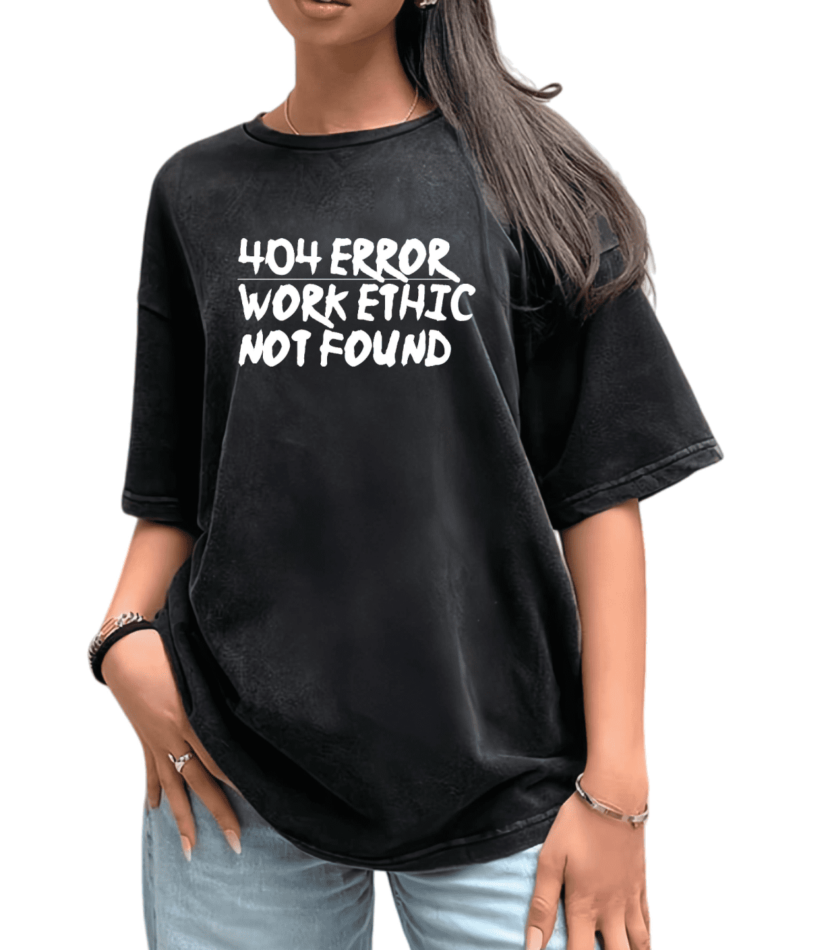 404 Error Work Humor Meme Washed Black Print Tshirt S-2XL Graphic Tees ...