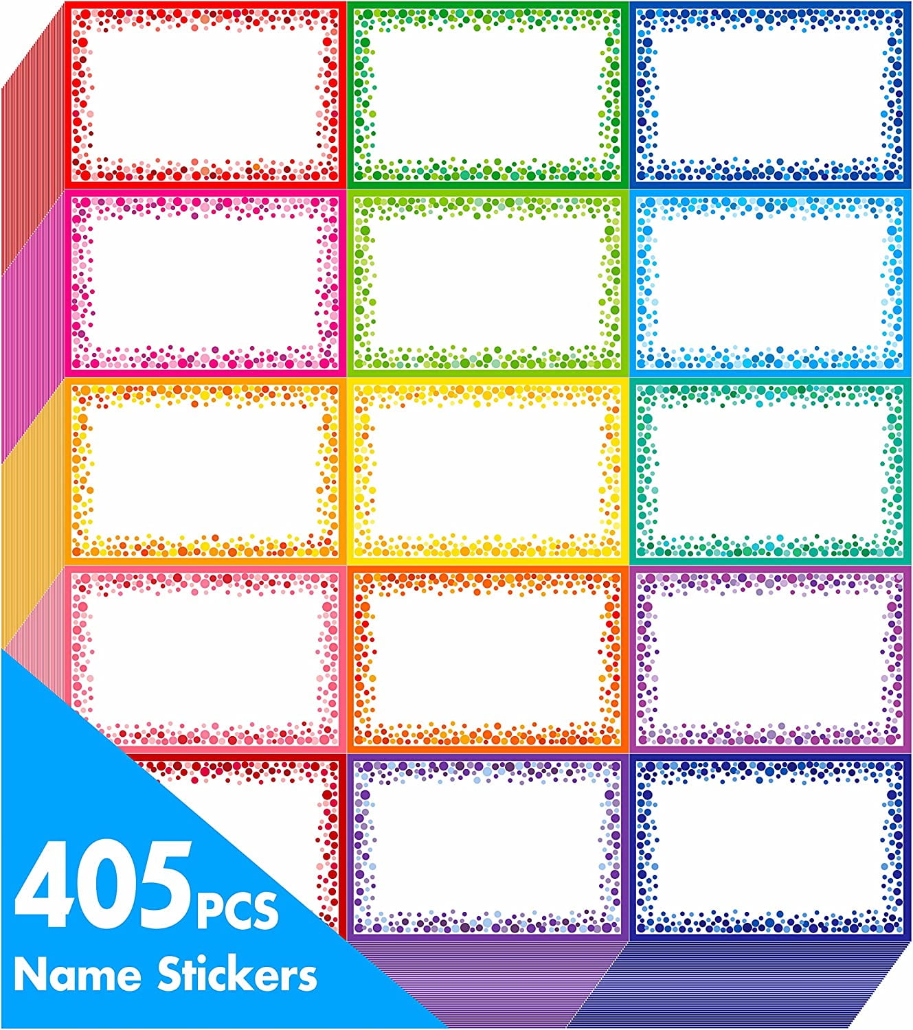 405pcs Name tag Labels, Colorful Name Badge with Permanent Adhesive ...