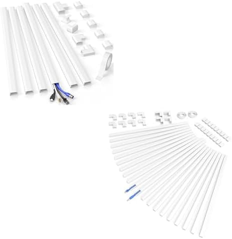 408.5in Cord Hider (L-94.5in+S-314in), 6Pacs Wire Covers for 3-4 Cords on Wall+20Pacs Cord ...