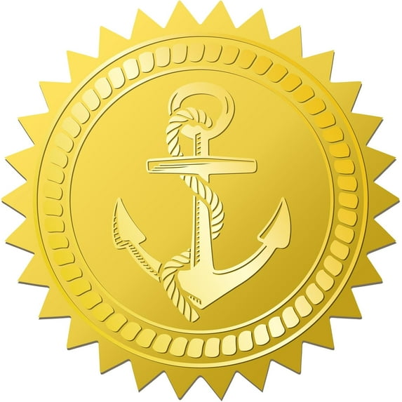408Pcs Anchor Helm Official Gold Foil Embossed Stickers 2" Self ...