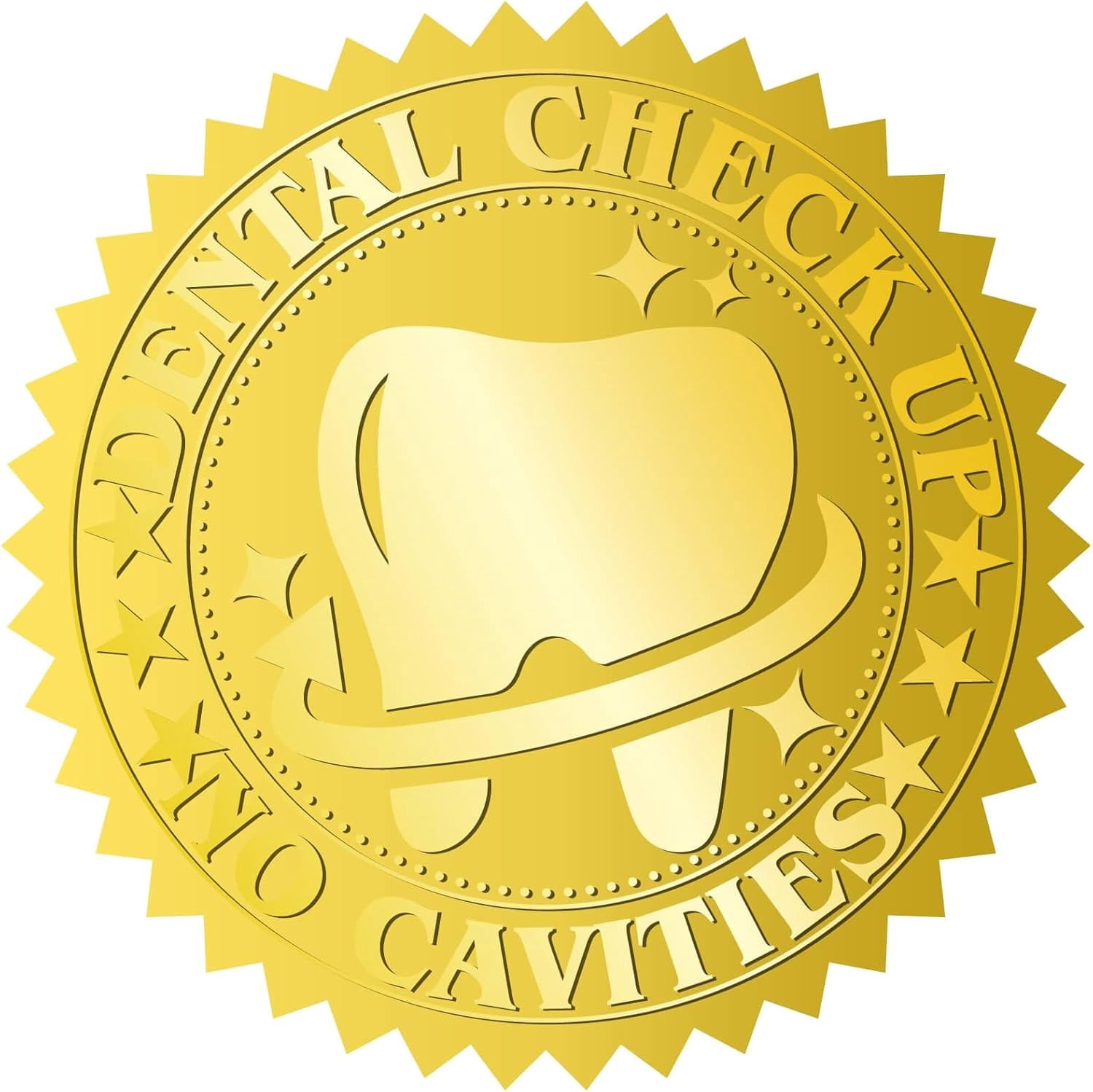 408Pcs Dental No Cavities Awards Gold Embossed Stickers 2" Vintage Foil ...