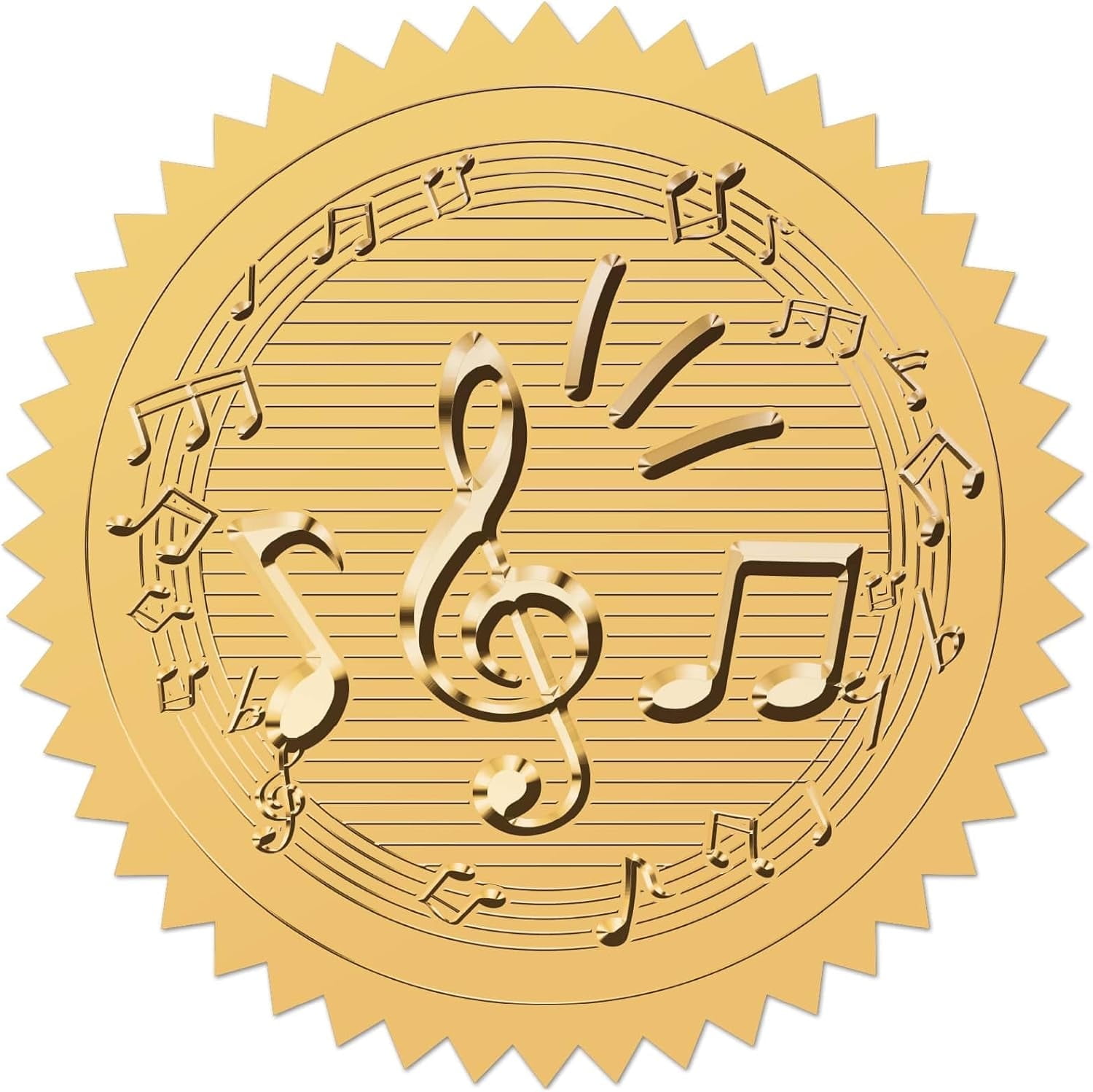 408Pcs Music Note Gold Foil Certificate Embossed Stickers 2" Vintage ...
