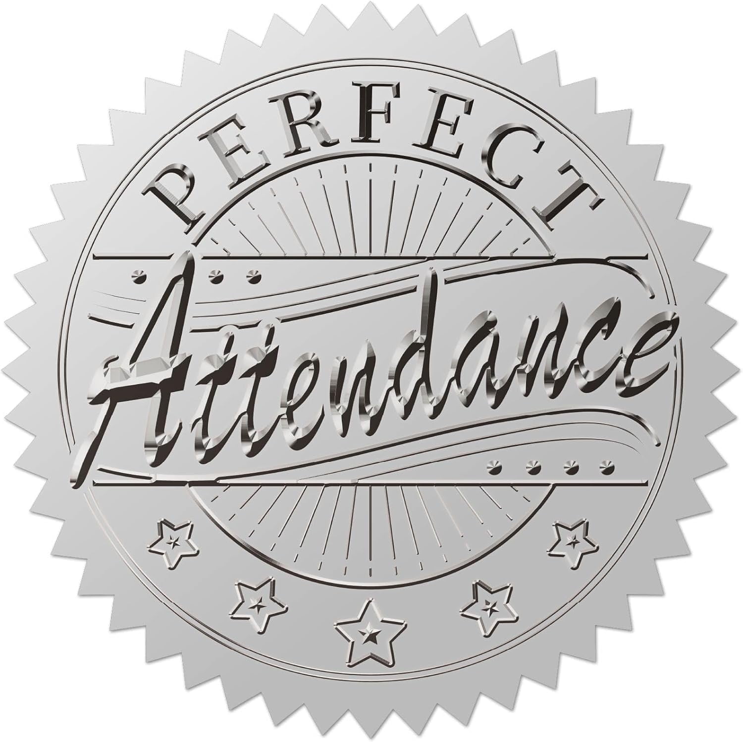 408pcs 2 Inch Perfect Attendance Silver Foil Stickers Stars Silver ...