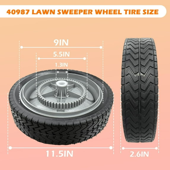 40987 Lawn Sweeper Wheel Tire Complete Assembly Set Compatible with Tow ...