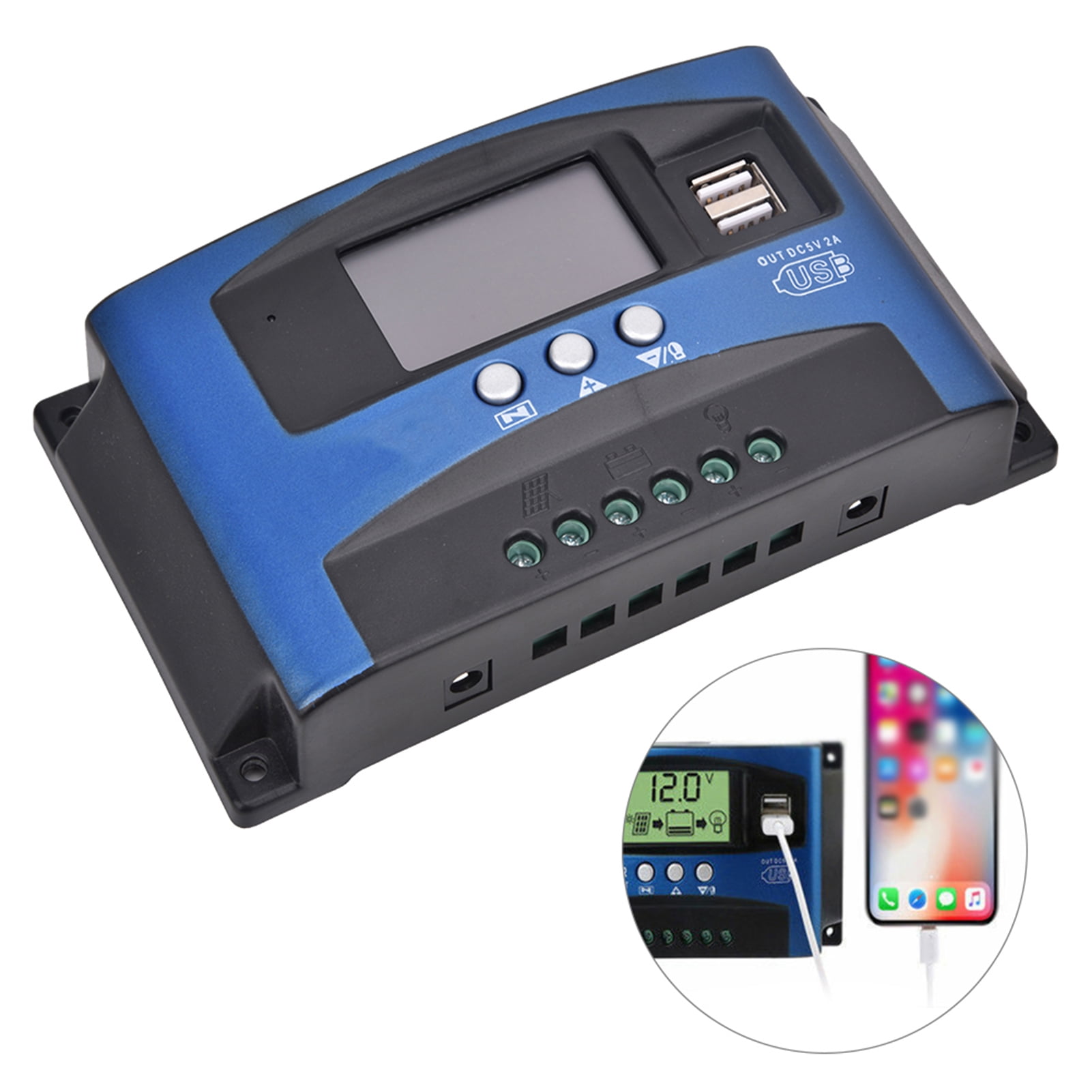 40A 50A 60A MPPT Solar Charge Controller 12V/24V Auto Tracking Solar Panel Regulator with LCD ...