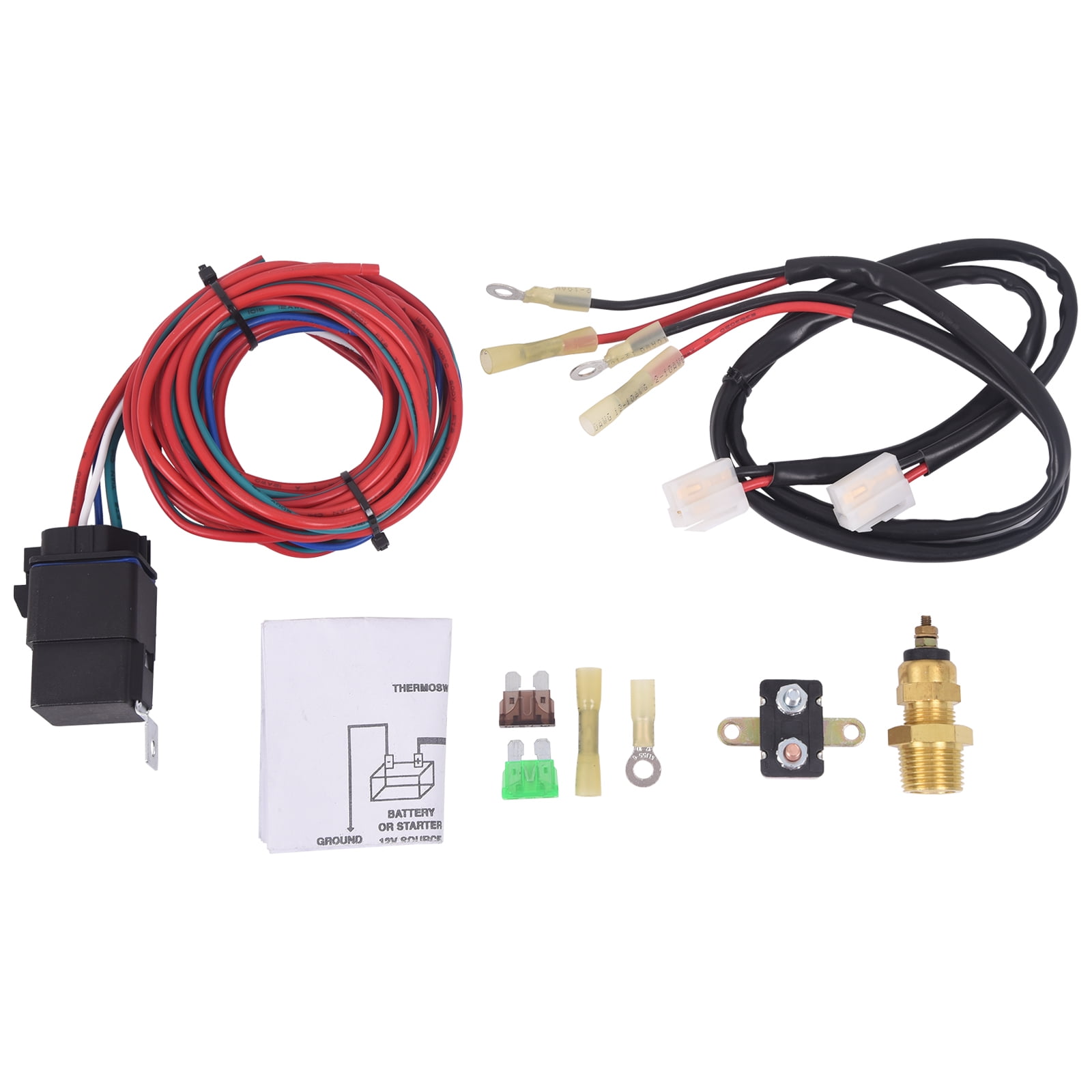 40AMP 175-185 Dual Electric Fan Thermostat Harness Relay Switch Sensor ...