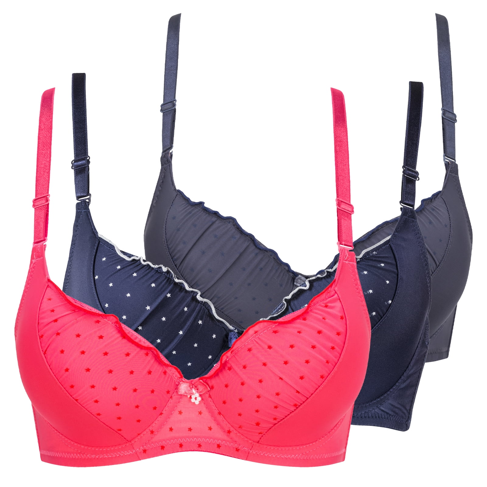 40C Bras for Women 3 Pack Underwire Push Up Bra Pack Padded Contour ...