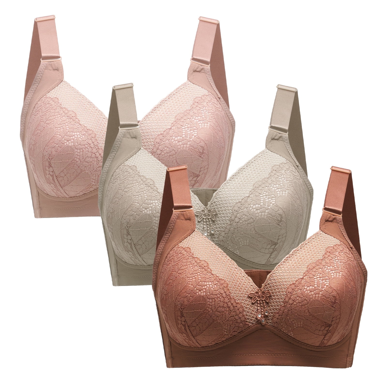 GAI YI Breathable Wireless Bras for Women, 3 Pack Everyday Bra, No Wire ...
