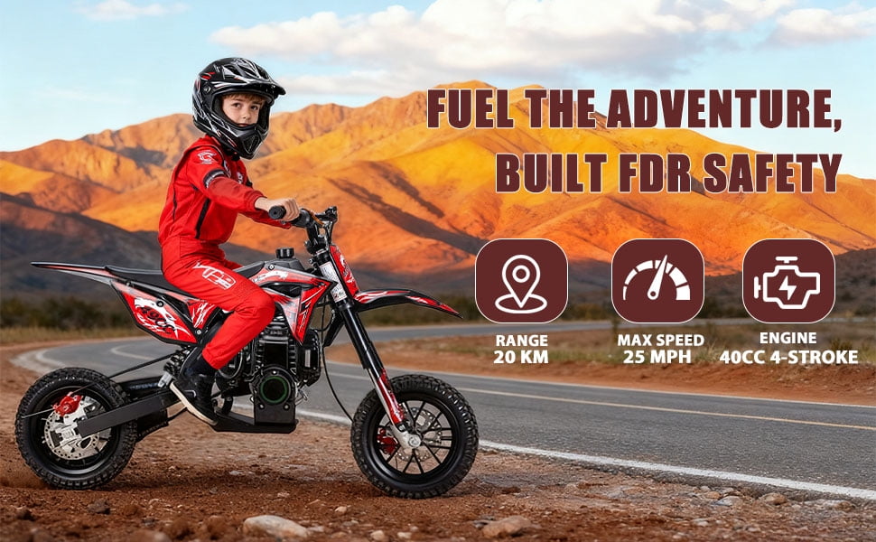 40CC 4-Stroke Gas Powered Motorcycle, Pocket Motorbike Up to 35KM/H Max ...