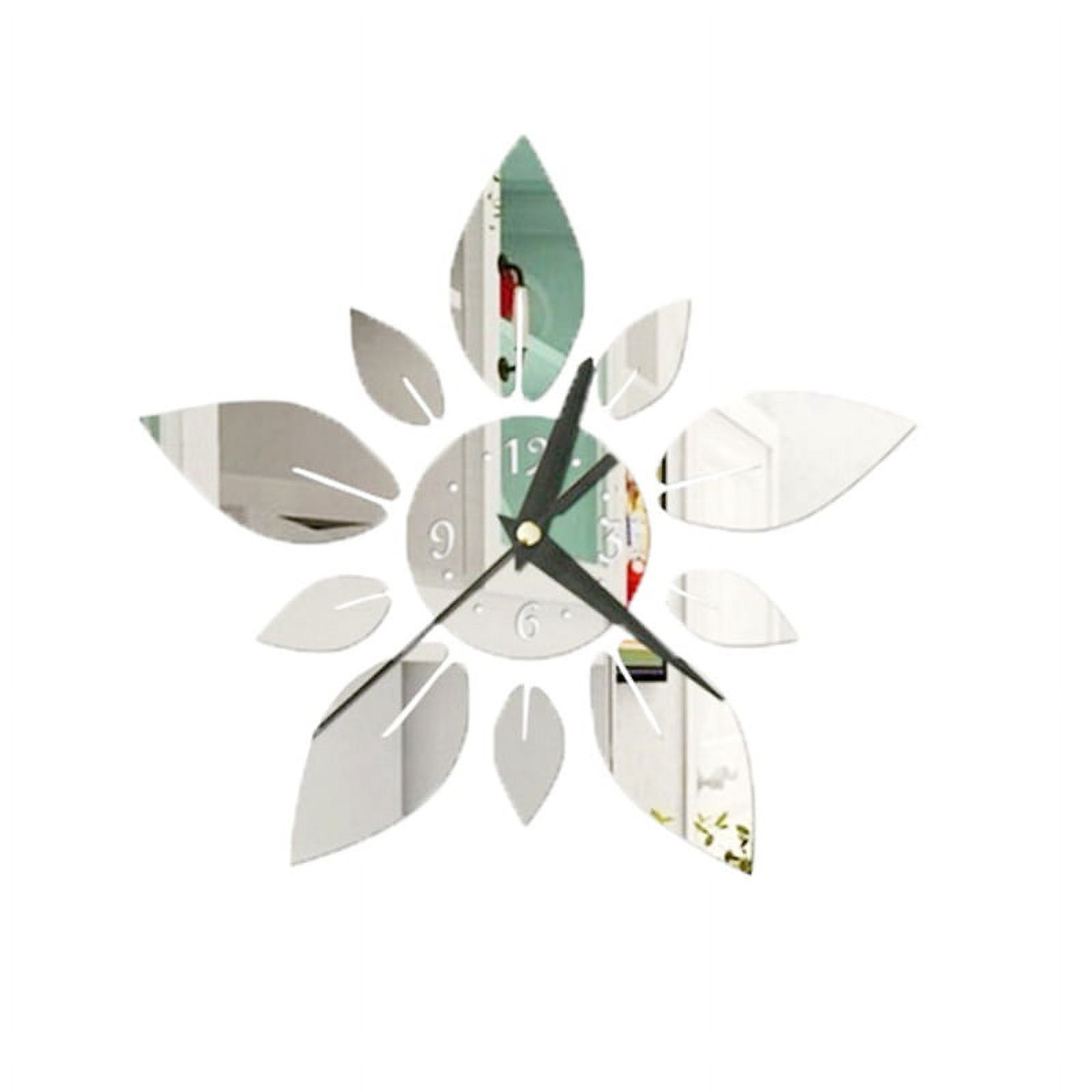 40Cm DIY Flower Leaf Mirror Acrylic Wall Clock Sticker Quartz Clocks Living Room Decor Watch ...