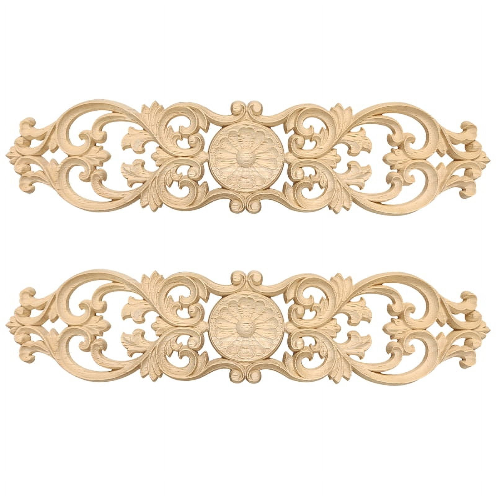 40Cmx10Cm Woodcarving Decals Carved Corner Flower Home Decoration ...