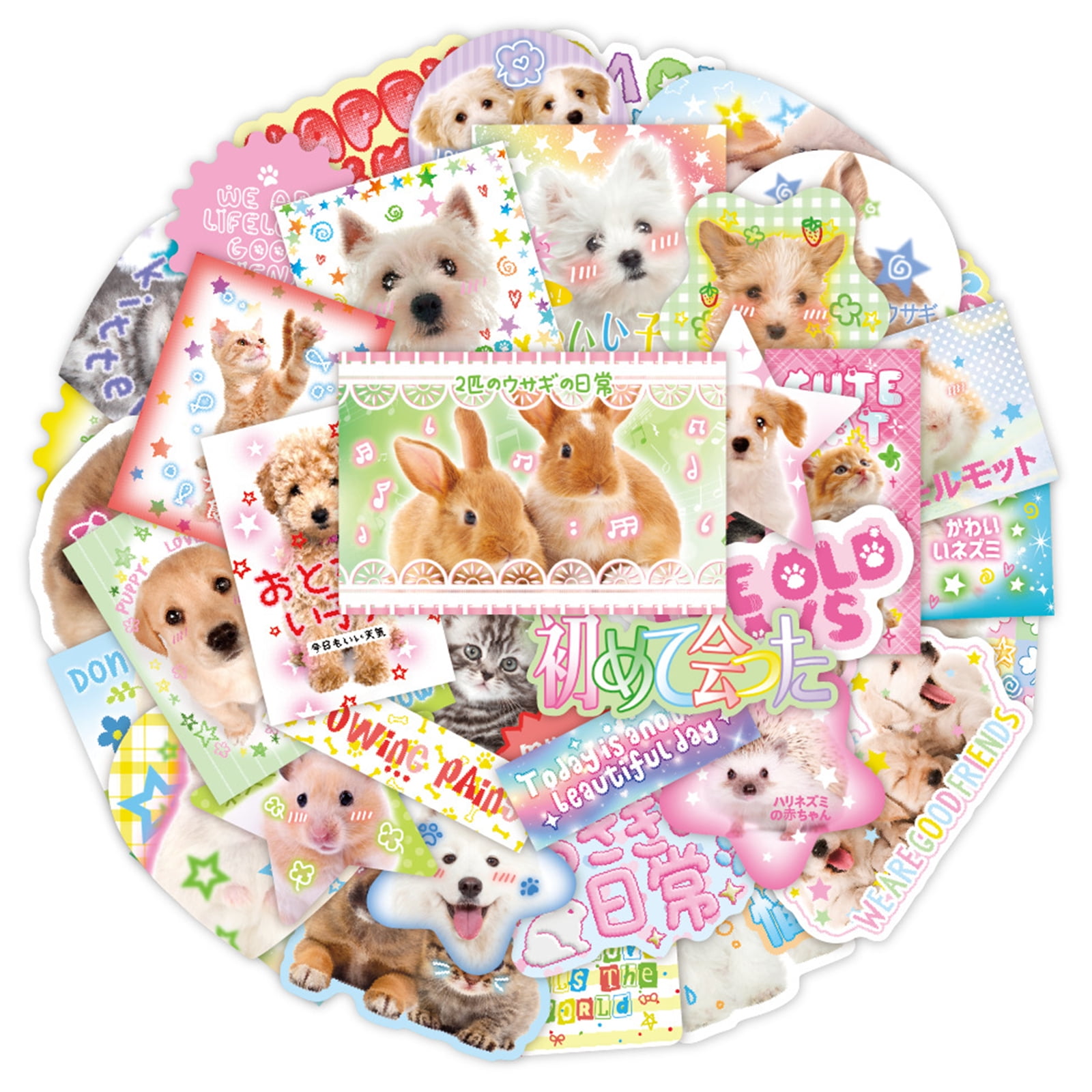40Counts Dog Cats Sticker Aesthetic Sticker for Scrapbook Journal Phone ...