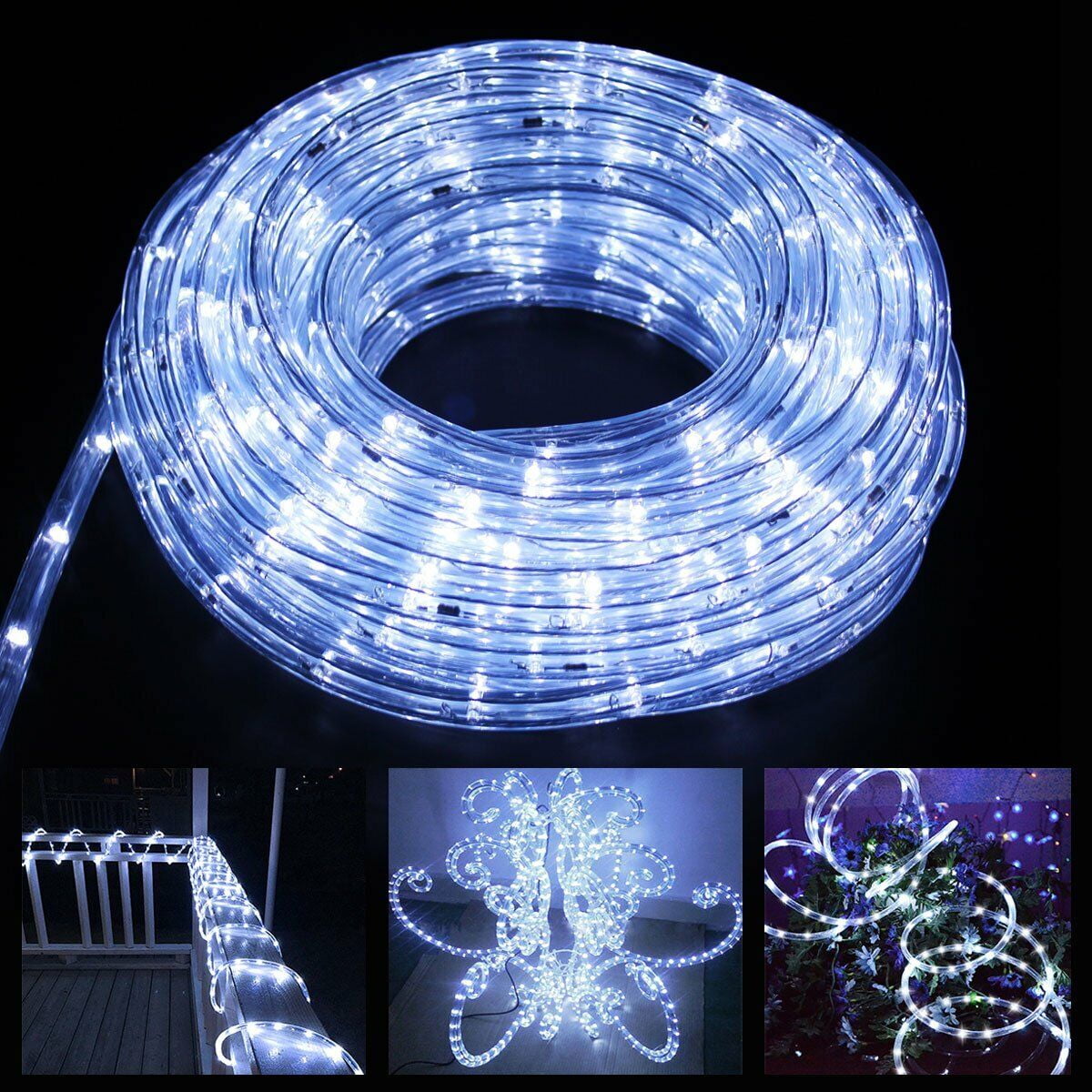 40FT LED Rope Strip Lights Flexible Light 4 Modes Lighting Room Party ...
