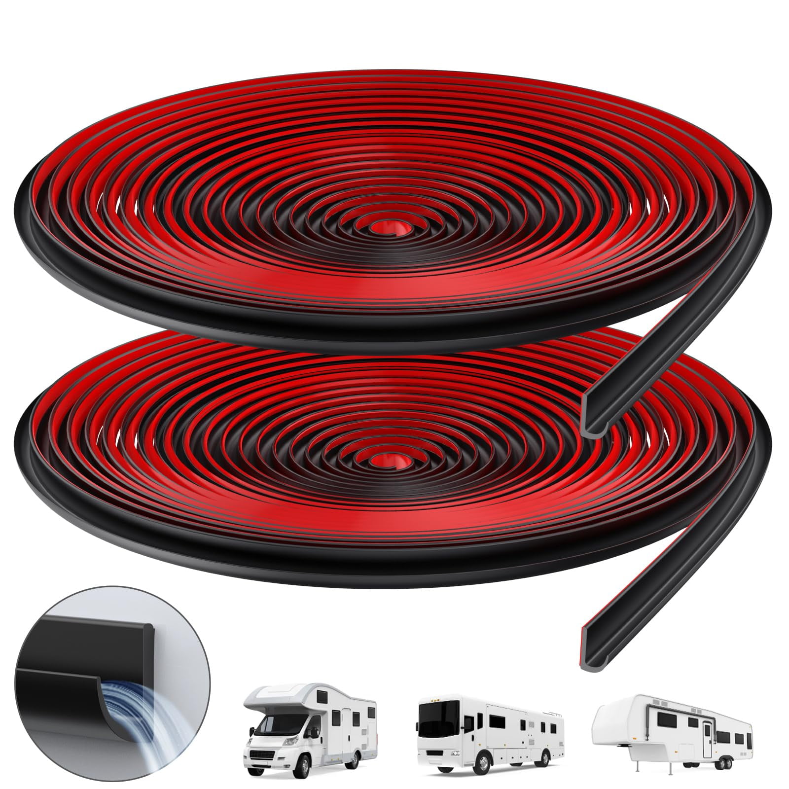 40FT RV J-Shape Rain SSF20 Gutter,Self-Adhesive RV Rain Drip Rail for ...