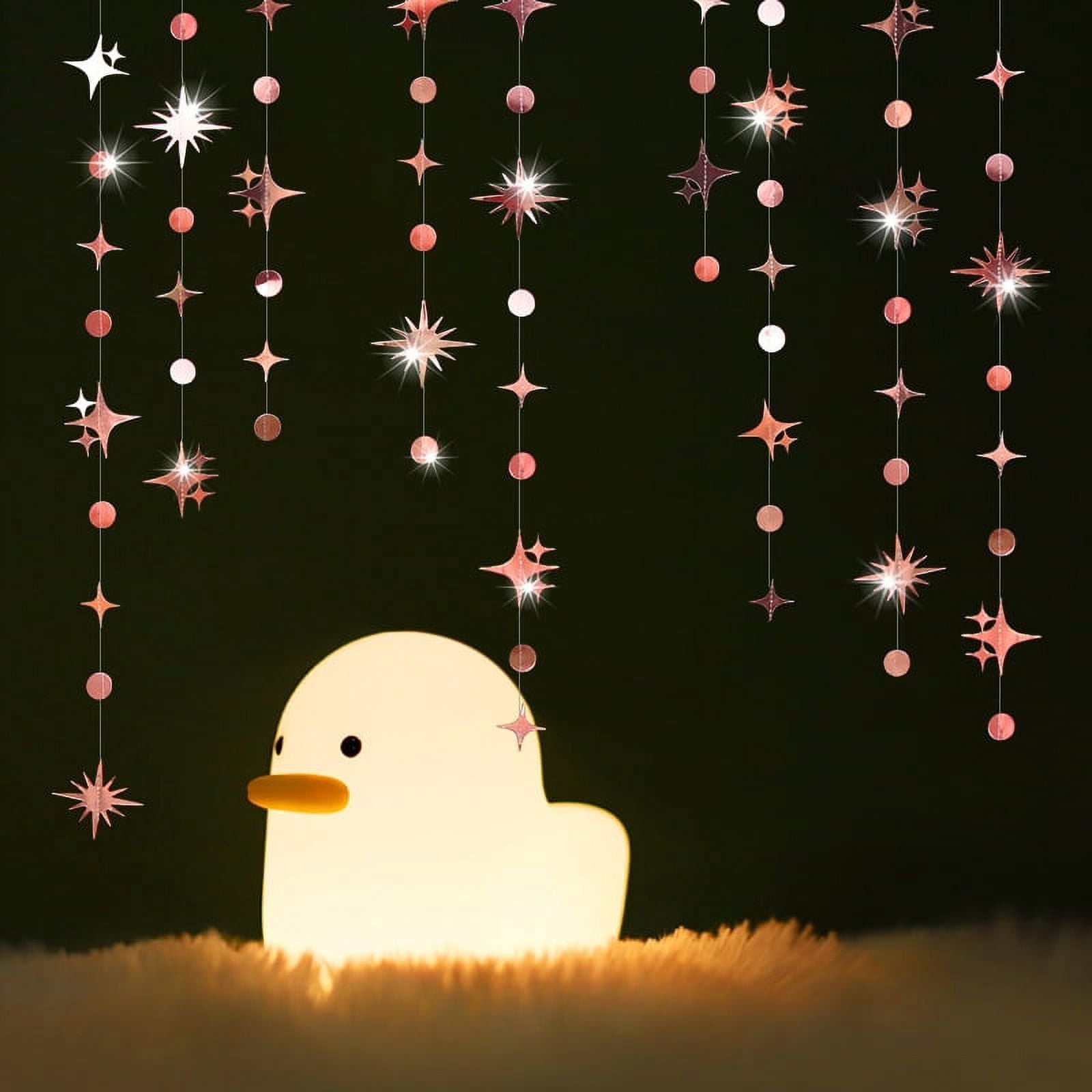 40FT Rose Gold Star Circle Dot Garland, Hanging Twinkle Little Star ...