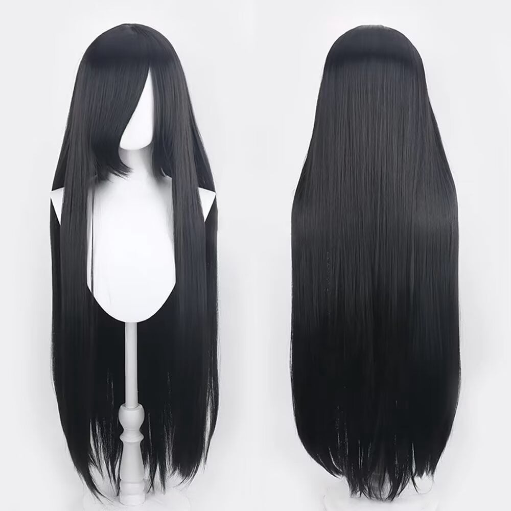 40IN Long Black Straight Wig with Bangs for Anime Fashion Women's ...