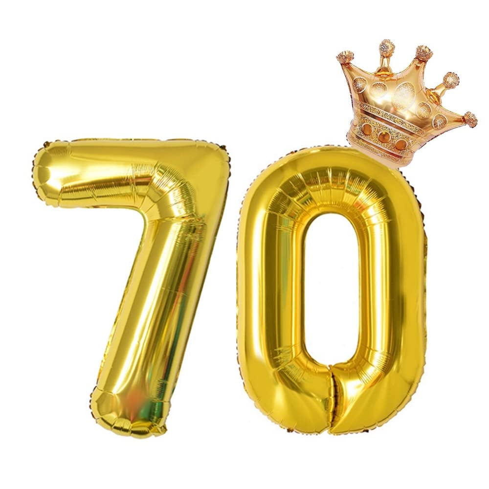 40Inch Gold Number 70 Crown Balloons Set, 70th Birthday Balloons For ...