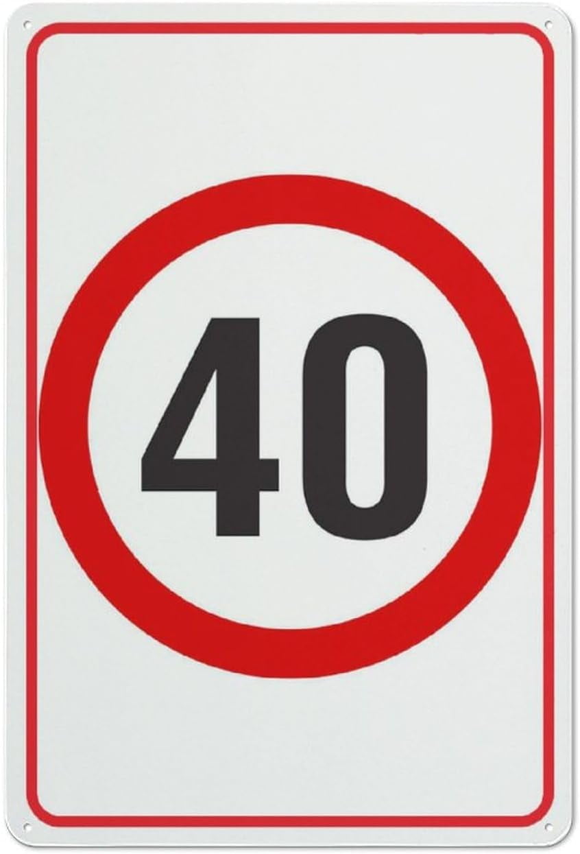 40Km Speed Sign 12"X8" Metal Signs Aluminum Sign Pre-Drilled Holes For ...