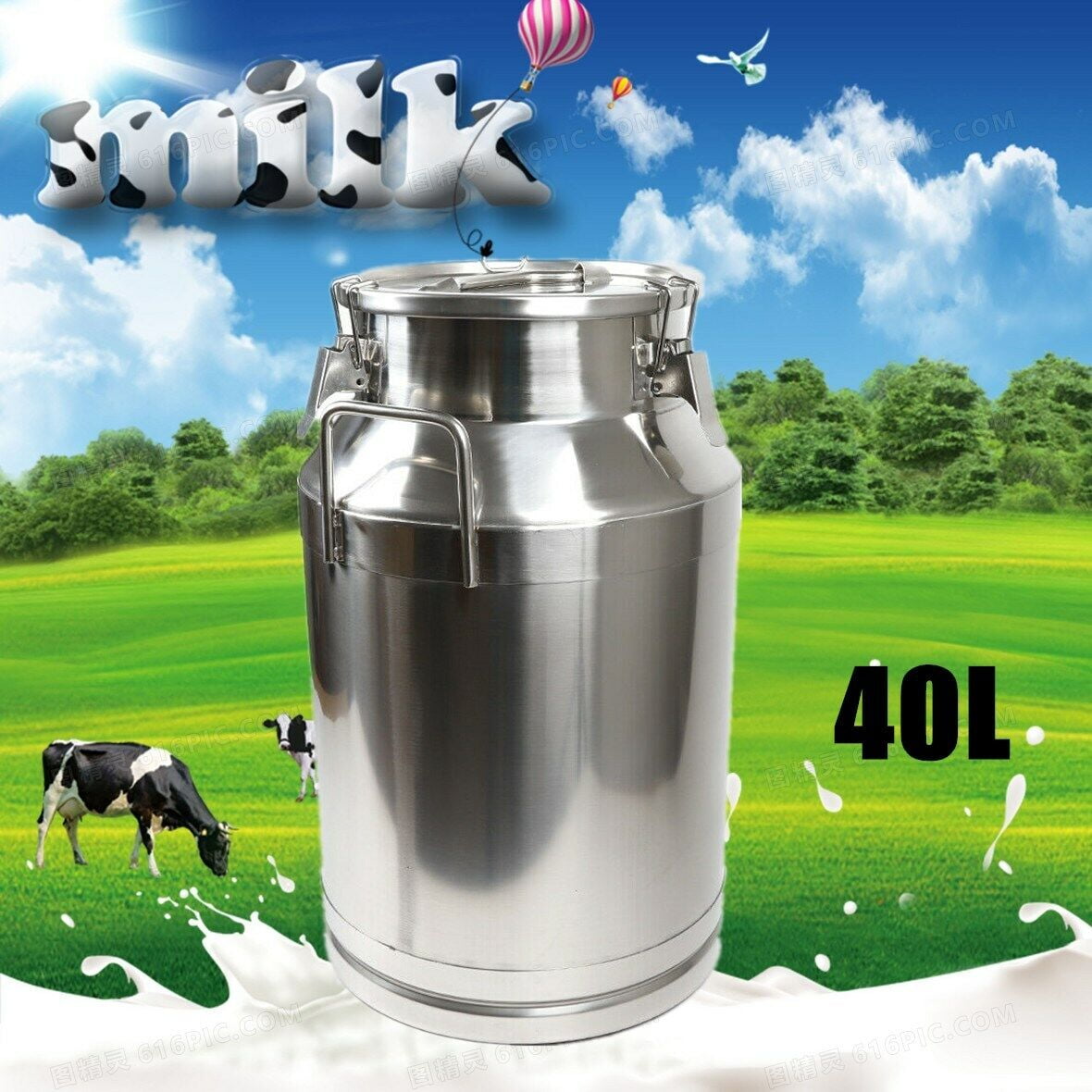 40L/10.56 Gallon 304 Stainless Steel Milk Can - Heavy Duty Milk Jug ...