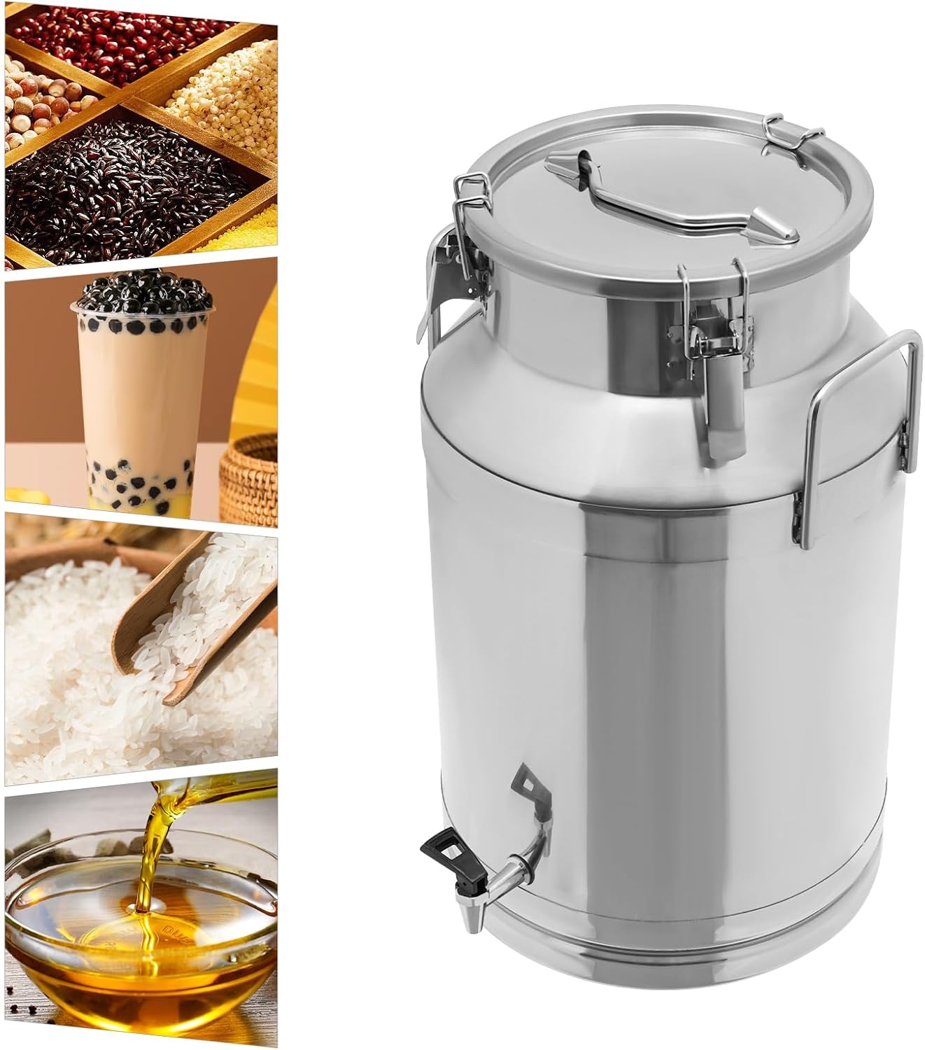 40L/10.57Gal Milk Can with Faucet, Stainless Steel Milk Can with Lid Milk Jug Milk Transport ...