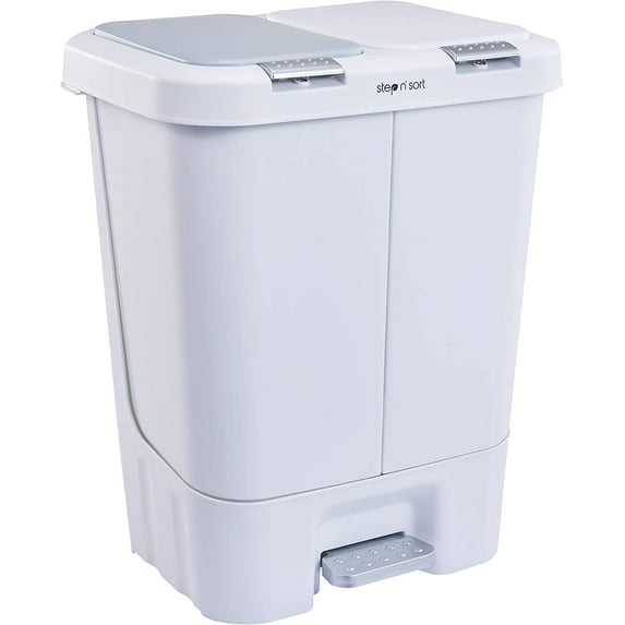 40L Dual Trash Can, Push top and Step top, Slow Close lid with ...