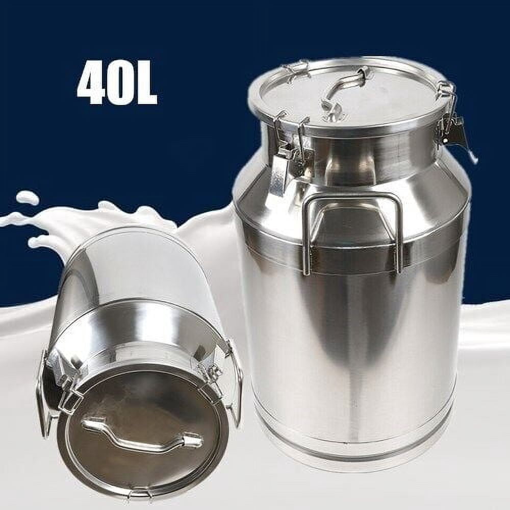 40L Stainless Steel Milk Can 10.5 Gallon Heavy Duty Farm Milk Jug ...