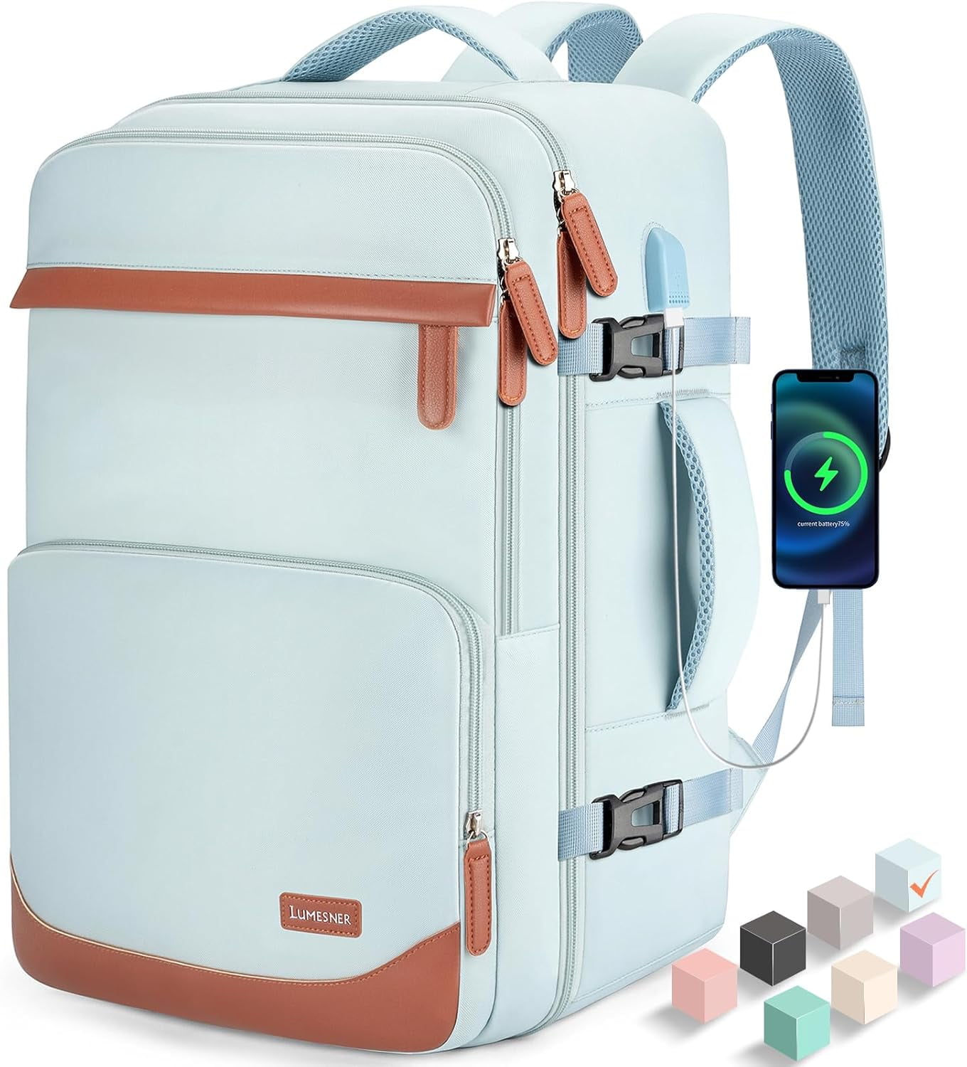 40L Travel Backpack with USB Charging Port, Water-Resistant Carry On ...