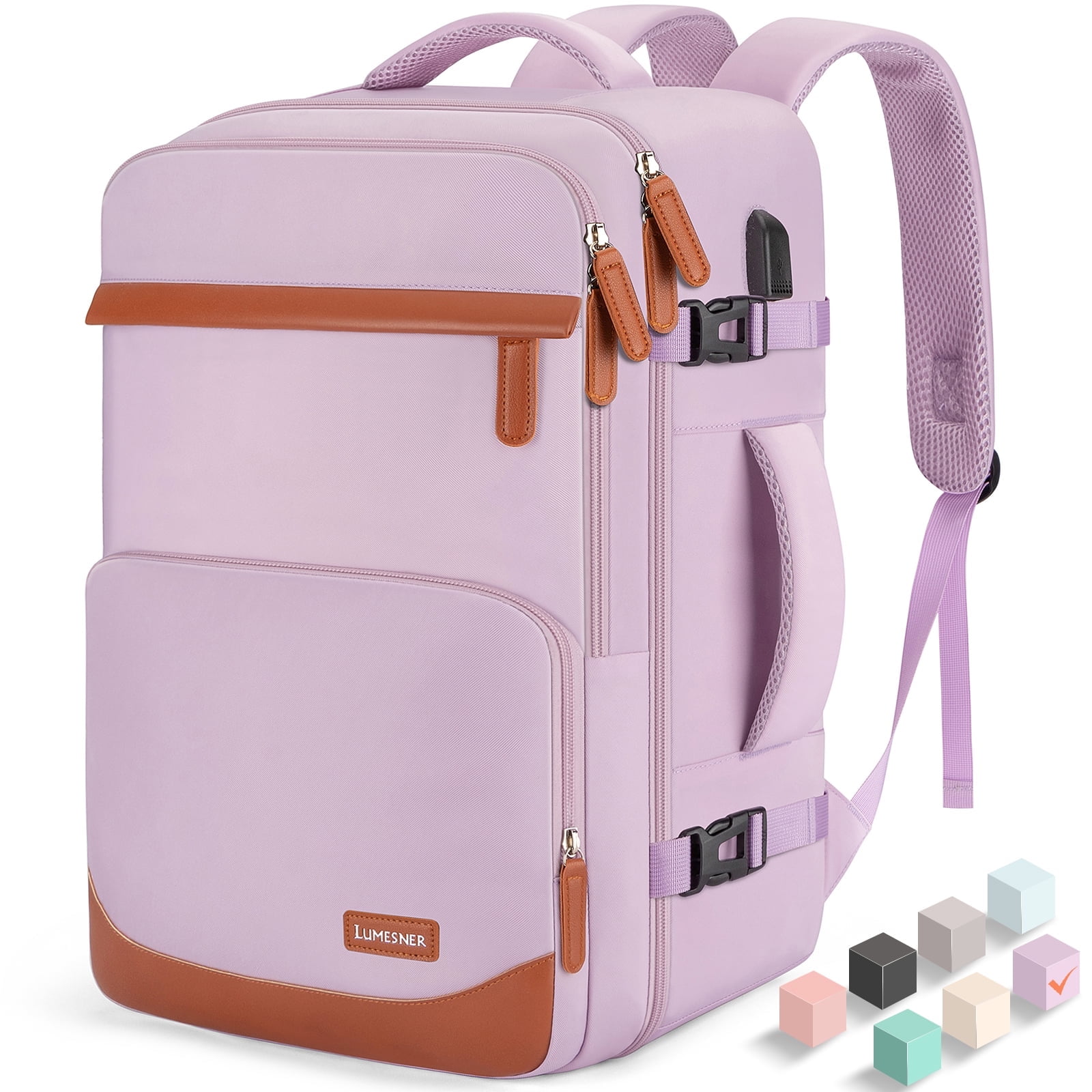 40L Travel Backpack with USB Charging Port, Water-Resistant Carry On ...