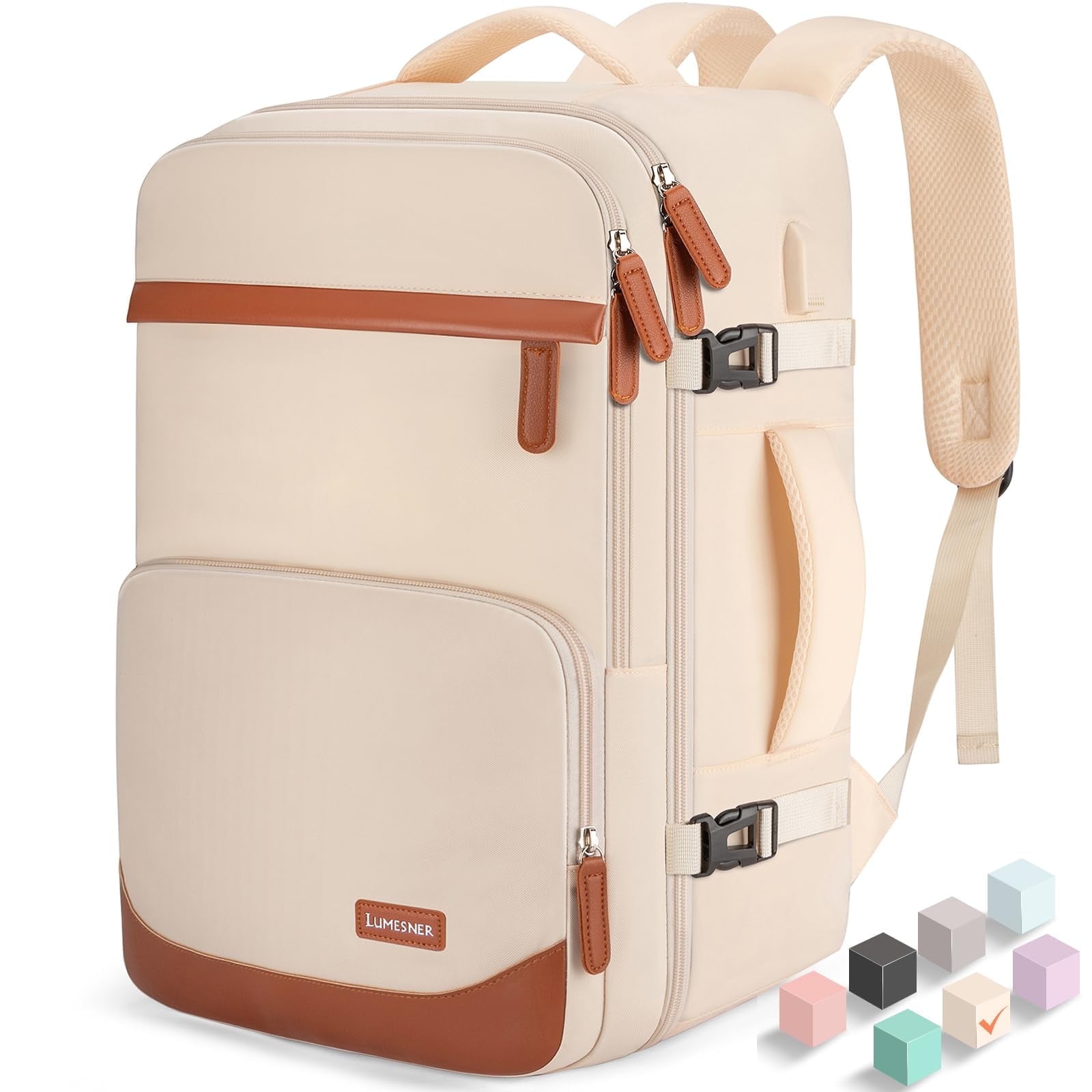 40L Travel Backpack with USB Charging Port, Water-Resistant Carry On ...