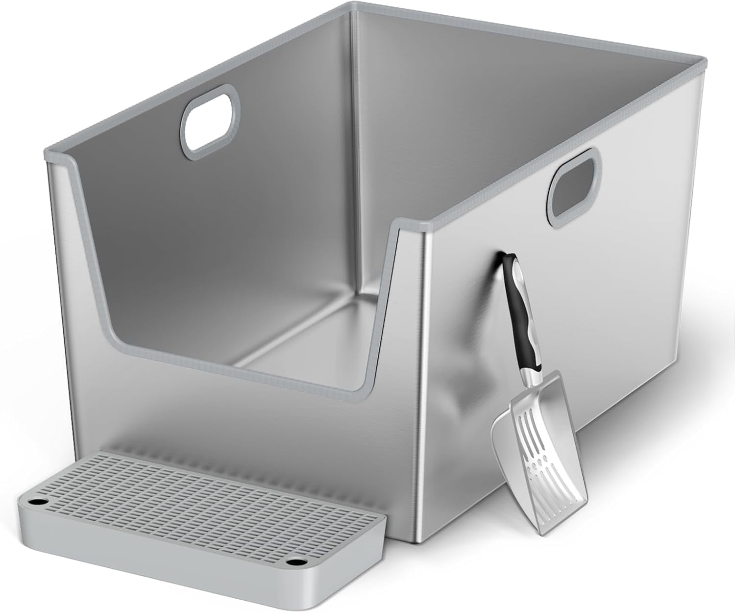 40L XXL Stainless Litter Box with High Sides,XXXL Maine Coon Litter Box ...