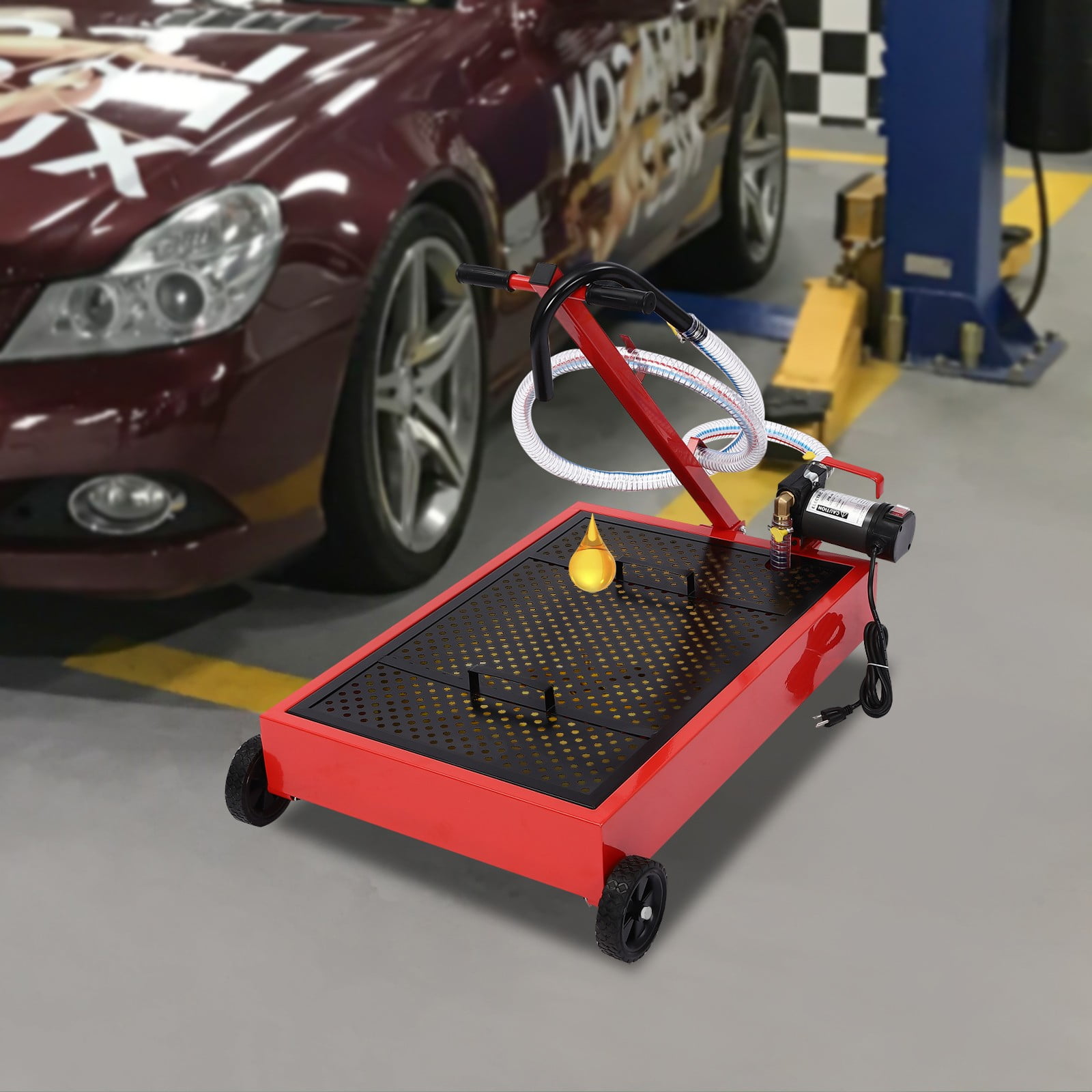 40L/min 8ft 17gal Oil Drain Pan with Pump Oil Drain Pan Oil Drain Cart ...