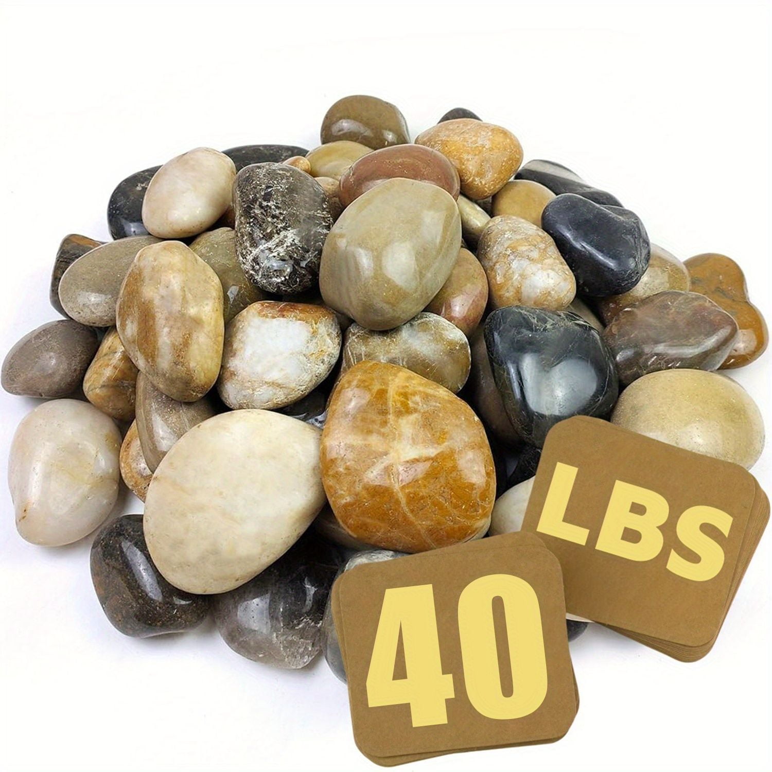 40LB River Rocks for Plants, Decorative Polished Stones for Garden ...