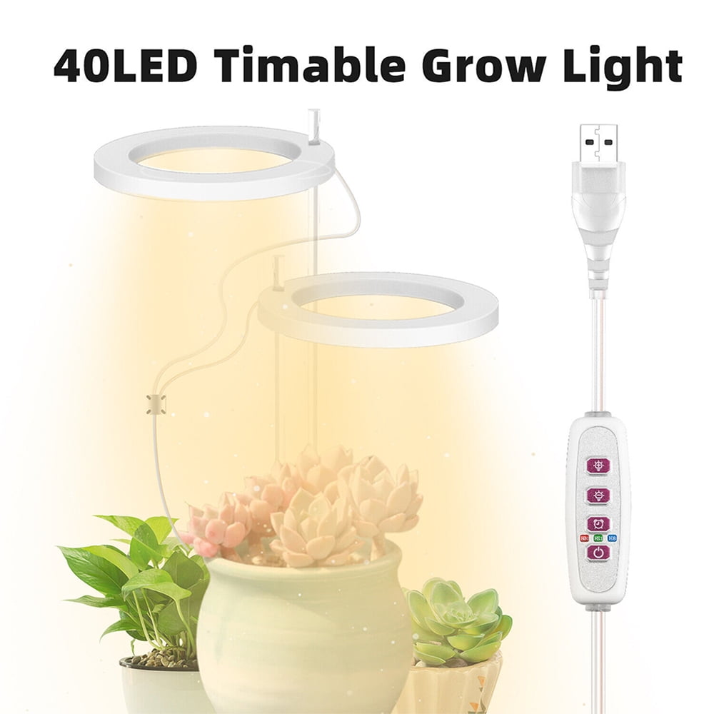 40LED Grow Light Halo Plant Lamp Full Spectrum Upgrade Timer Dimmable ...