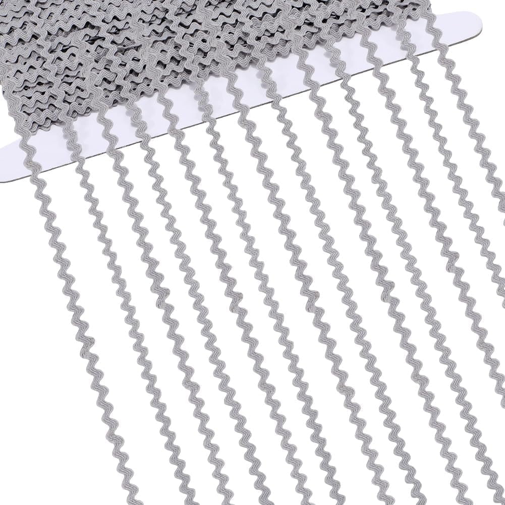 40M Polyester Wavy Fringe Trim Ribbon Wave Bending Ribbon Dark Gray 1/8 ...