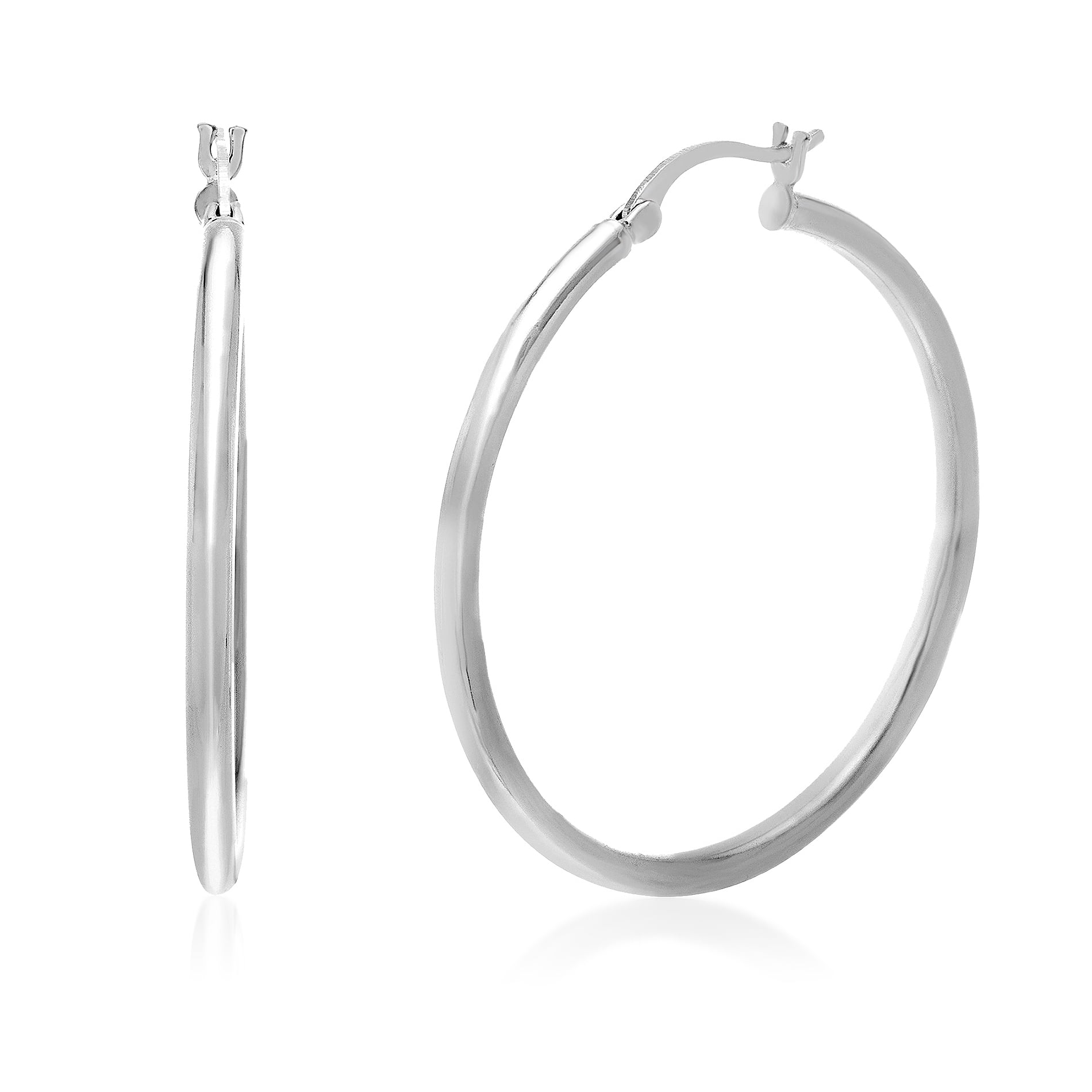 40MM Hinge Hoop Earring in Sterling Silver - Walmart.com